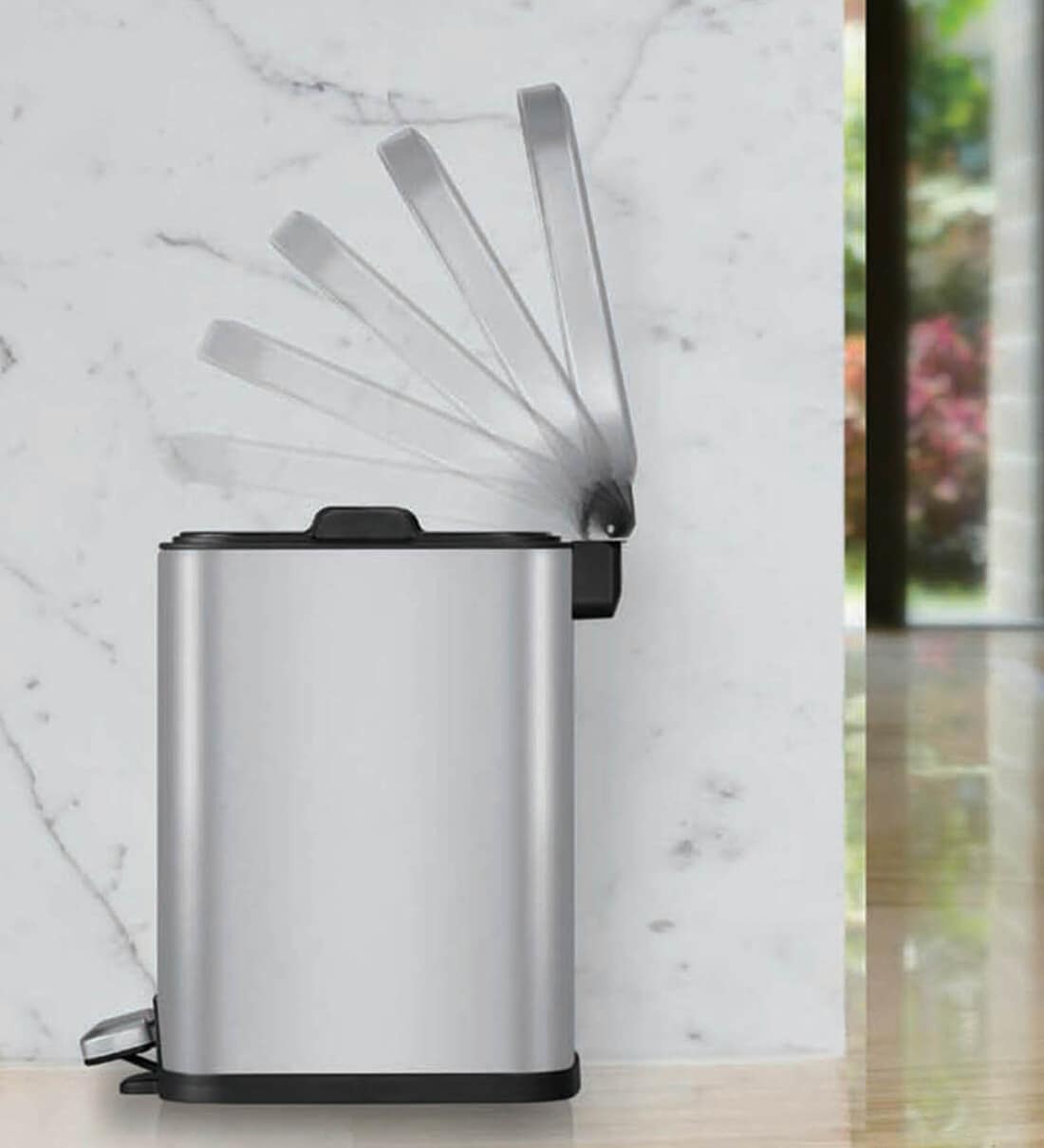 Buy Silver 6 Ltr Stainless Steel Step Dustbin by Obsessions at 100% OFF ...