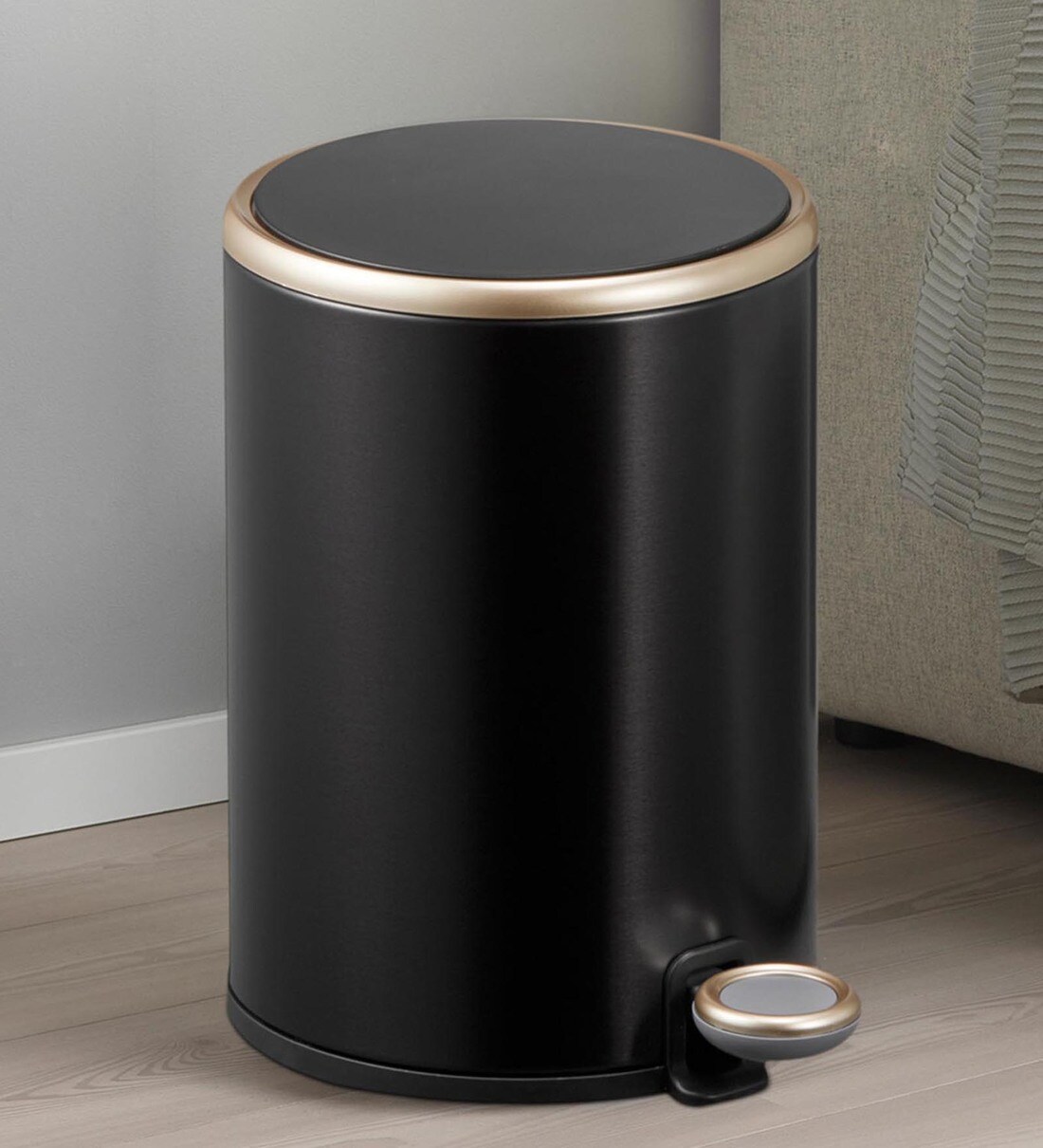 Buy Black 6 Ltr Stainless Steel Step Dustbin by Obsessions at 10% OFF ...