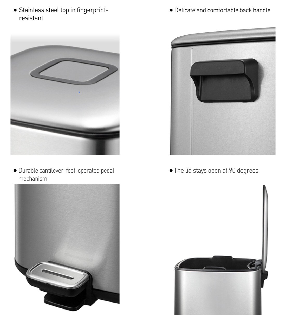 Buy Silver 6 Ltr Stainless Steel Step Dustbin by Obsessions Online ...