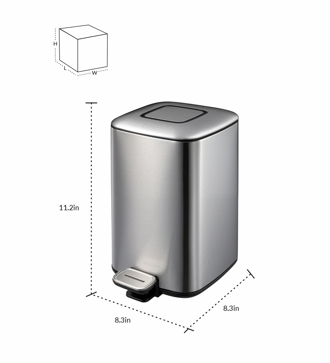 Buy Silver 6 Ltr Stainless Steel Step Dustbin by Obsessions Online ...