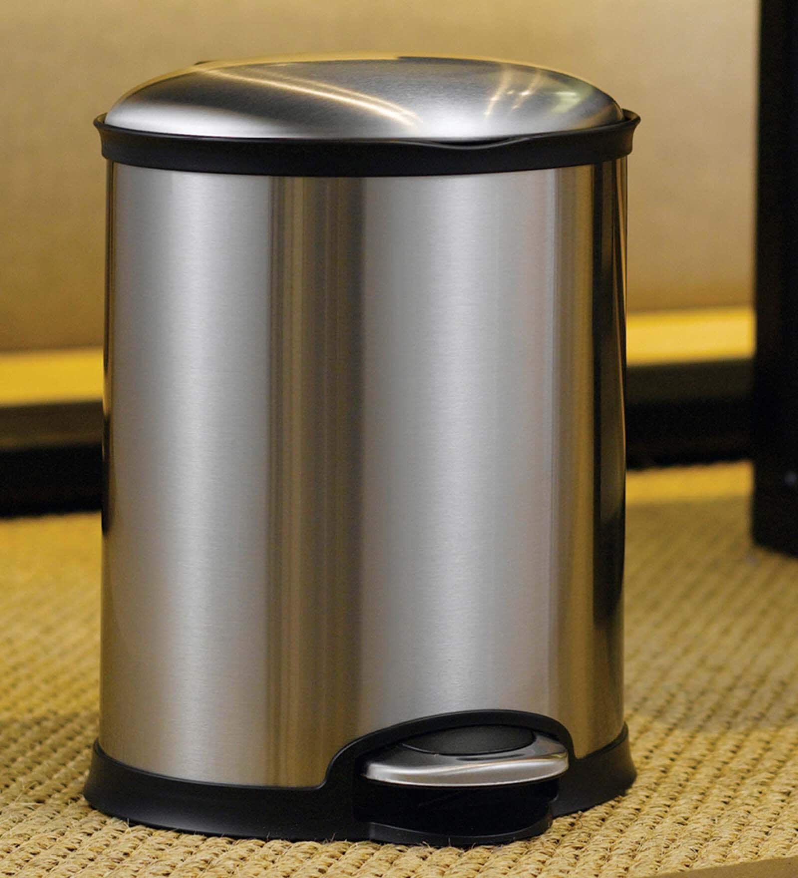 Buy Silver 6 Ltr Stainless Steel Step Dustbin by Obsessions at 10% OFF ...