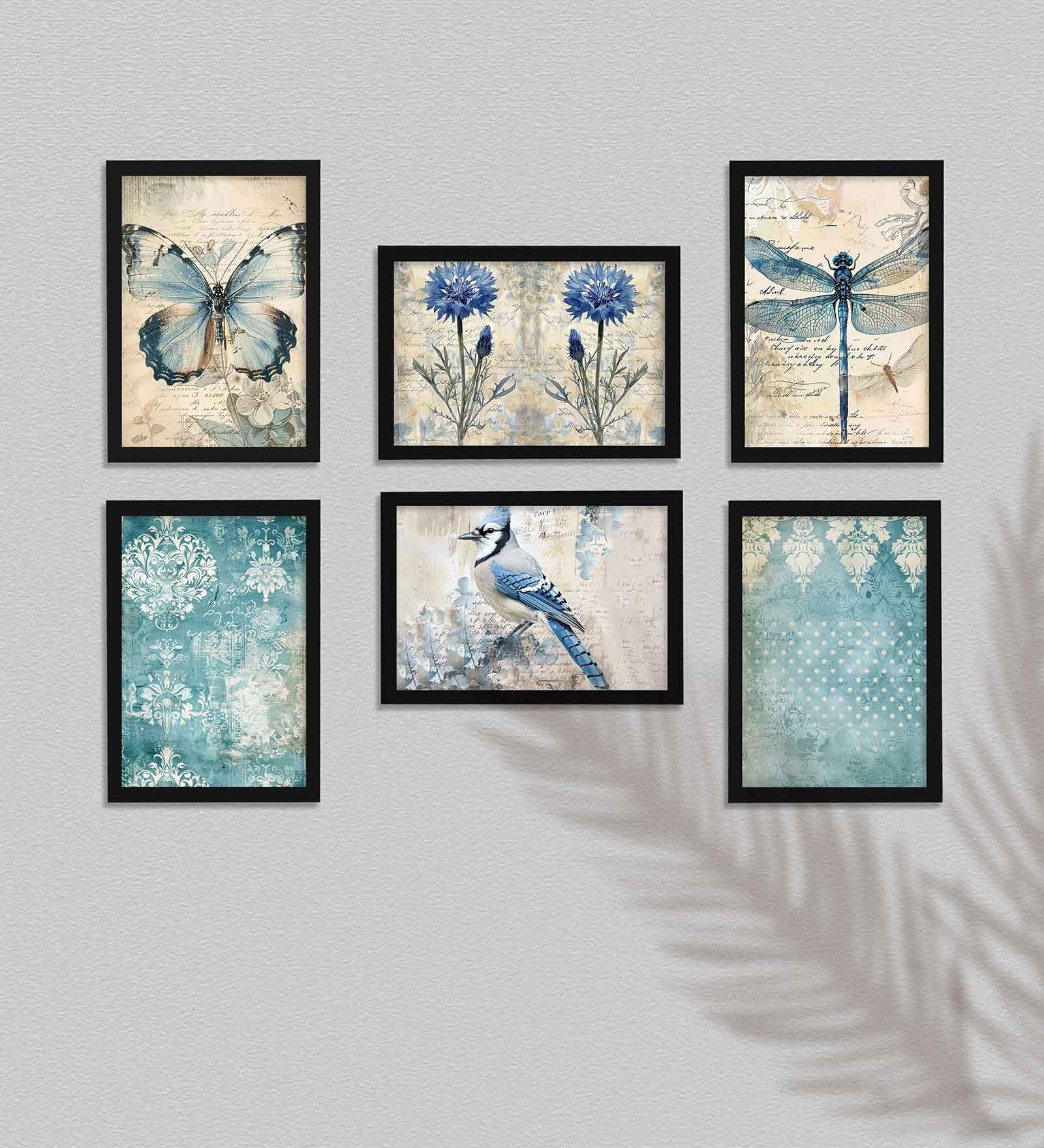 Buy 13 Inches 6 Pieces Wood Framed Blue Bird Wall Art Panel at 75% OFF ...