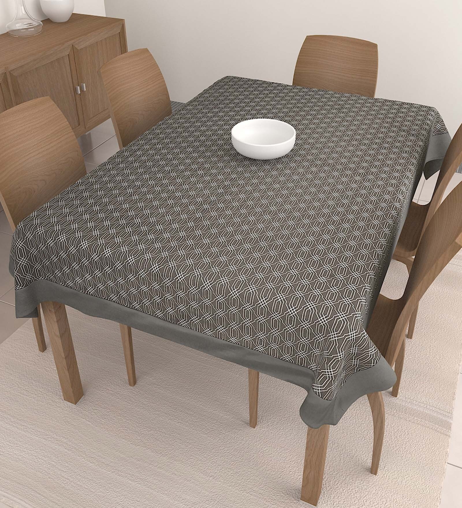 Buy Abstract Pattern Grey Polyester 90X60 Inch Table Cloth By S9Home at ...