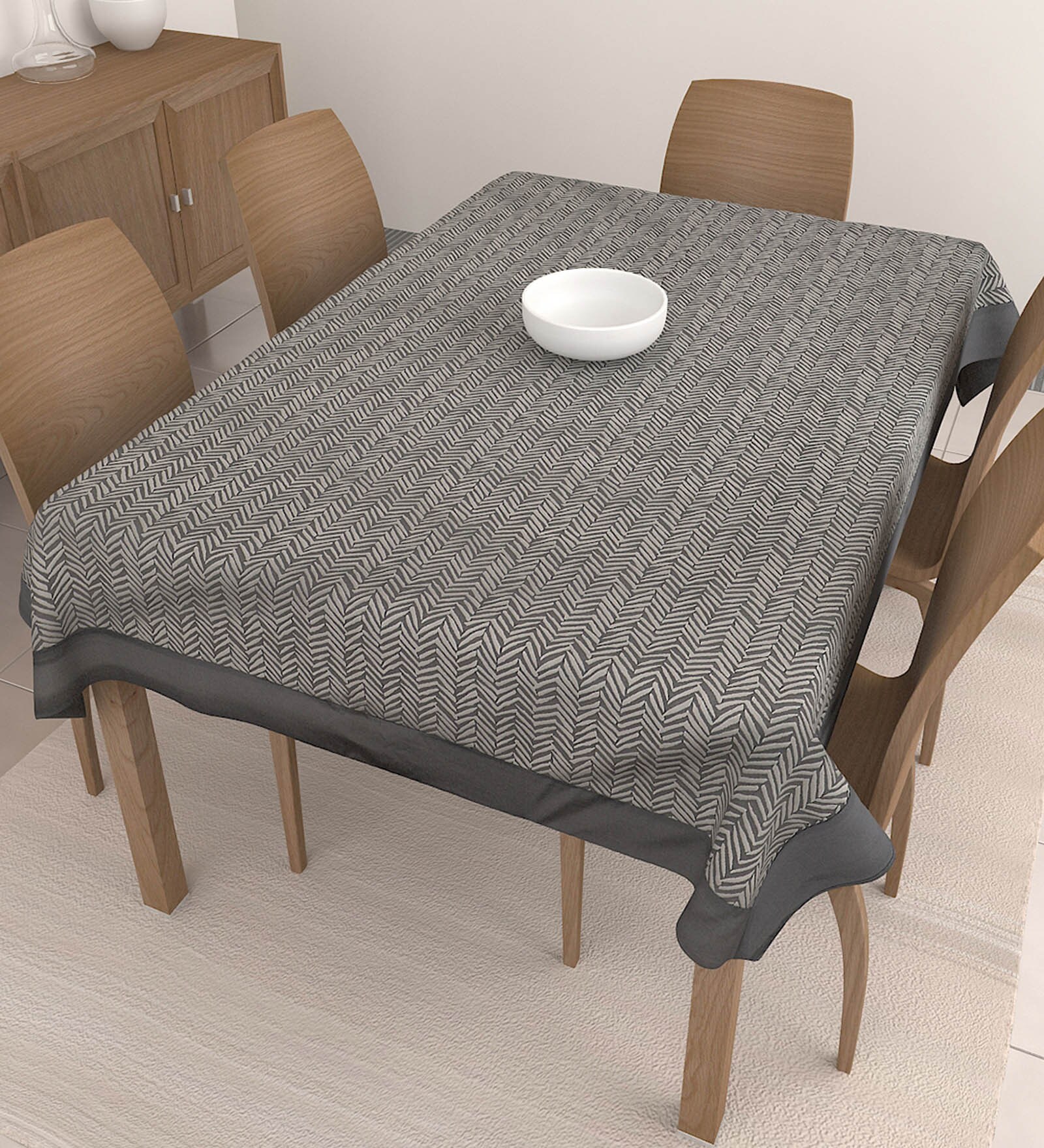 Buy Abstract Pattern Grey Polyester 90X60 Inch Table Cloth By S9Home at ...
