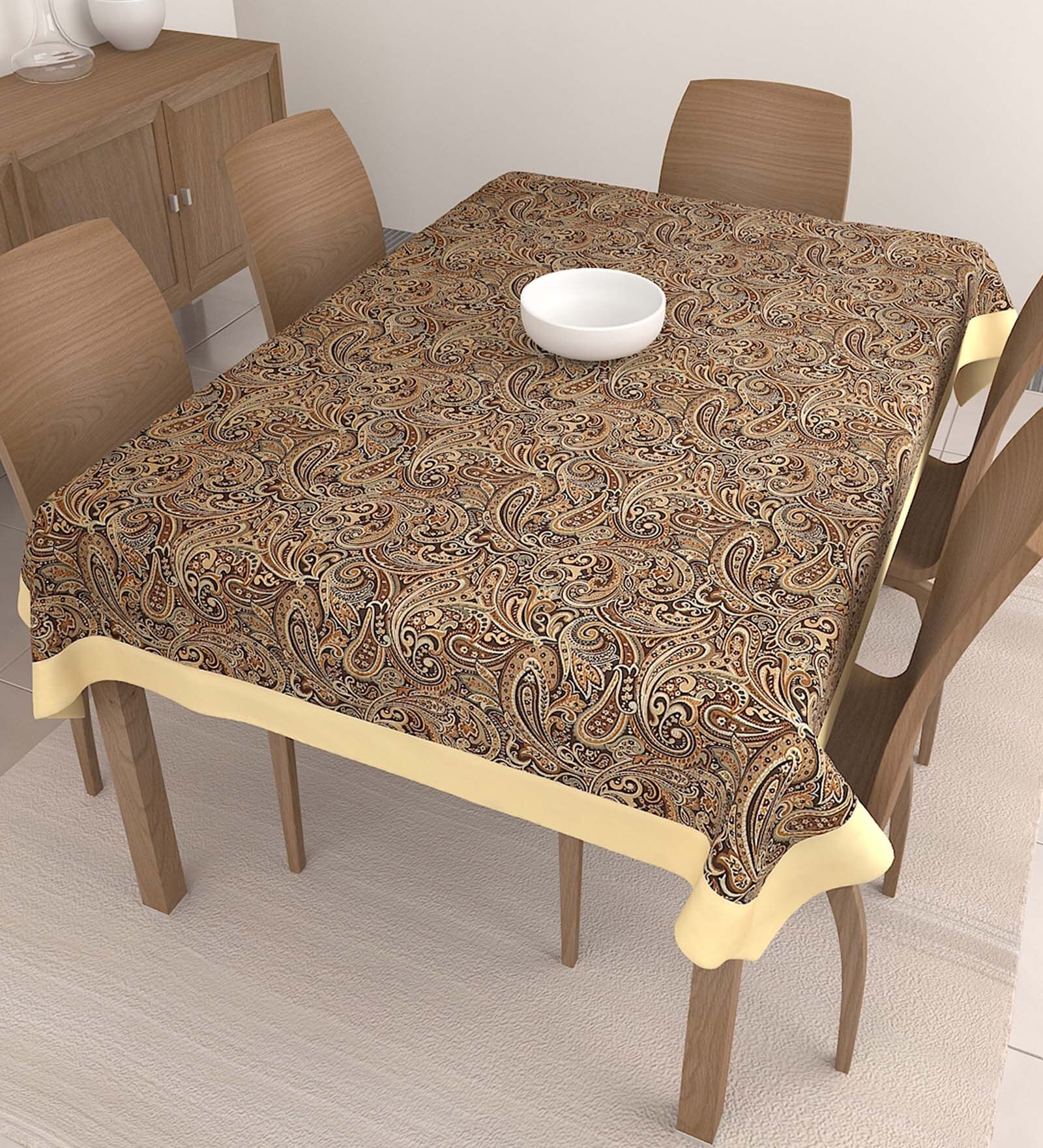 Buy Paisley Printed Brown Polyester 90X60 Inch Table Cloth By S9Home at ...