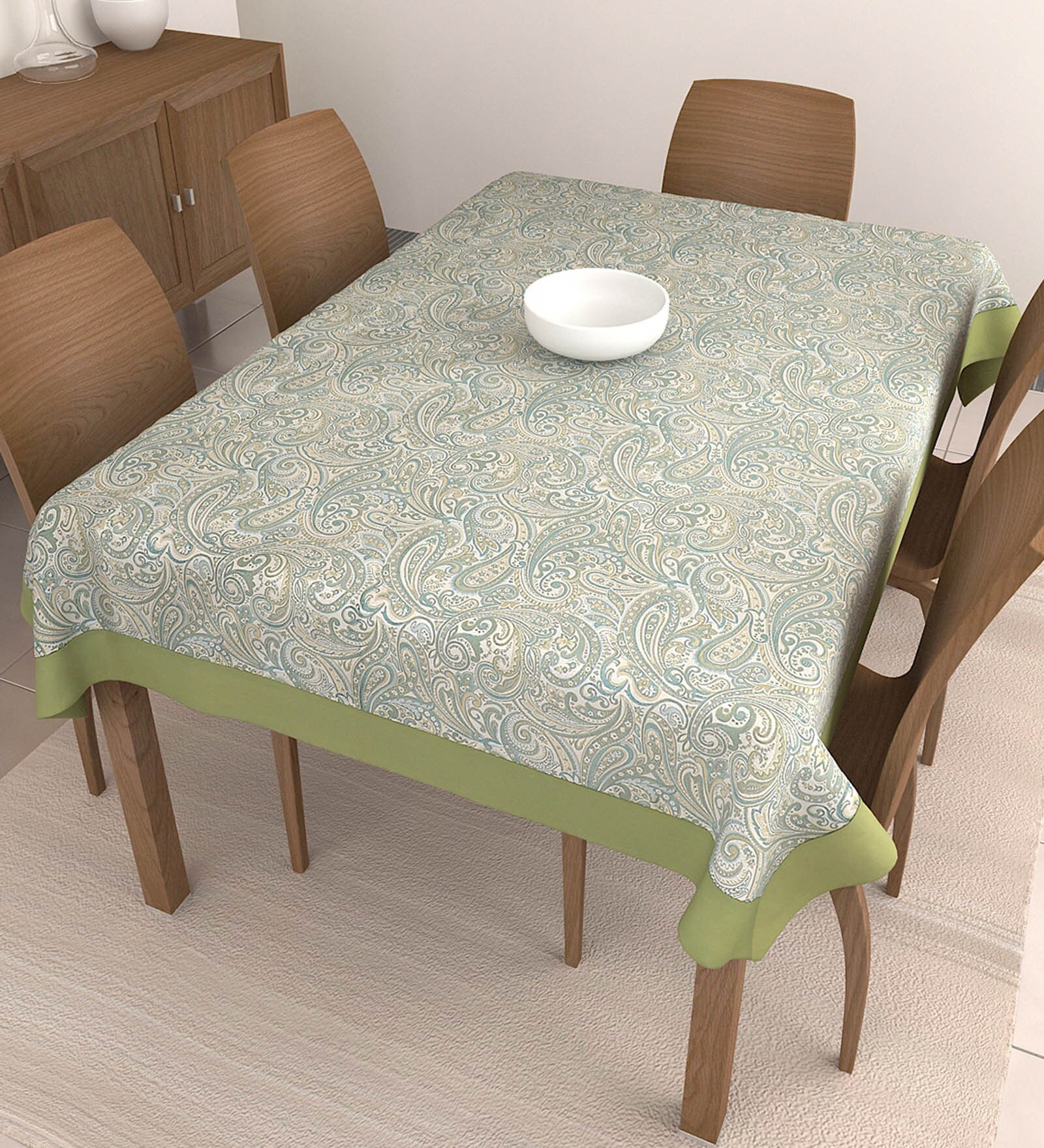 Buy Paisley Printed Green Polyester 90X60 Inch Table Cloth By S9Home at ...