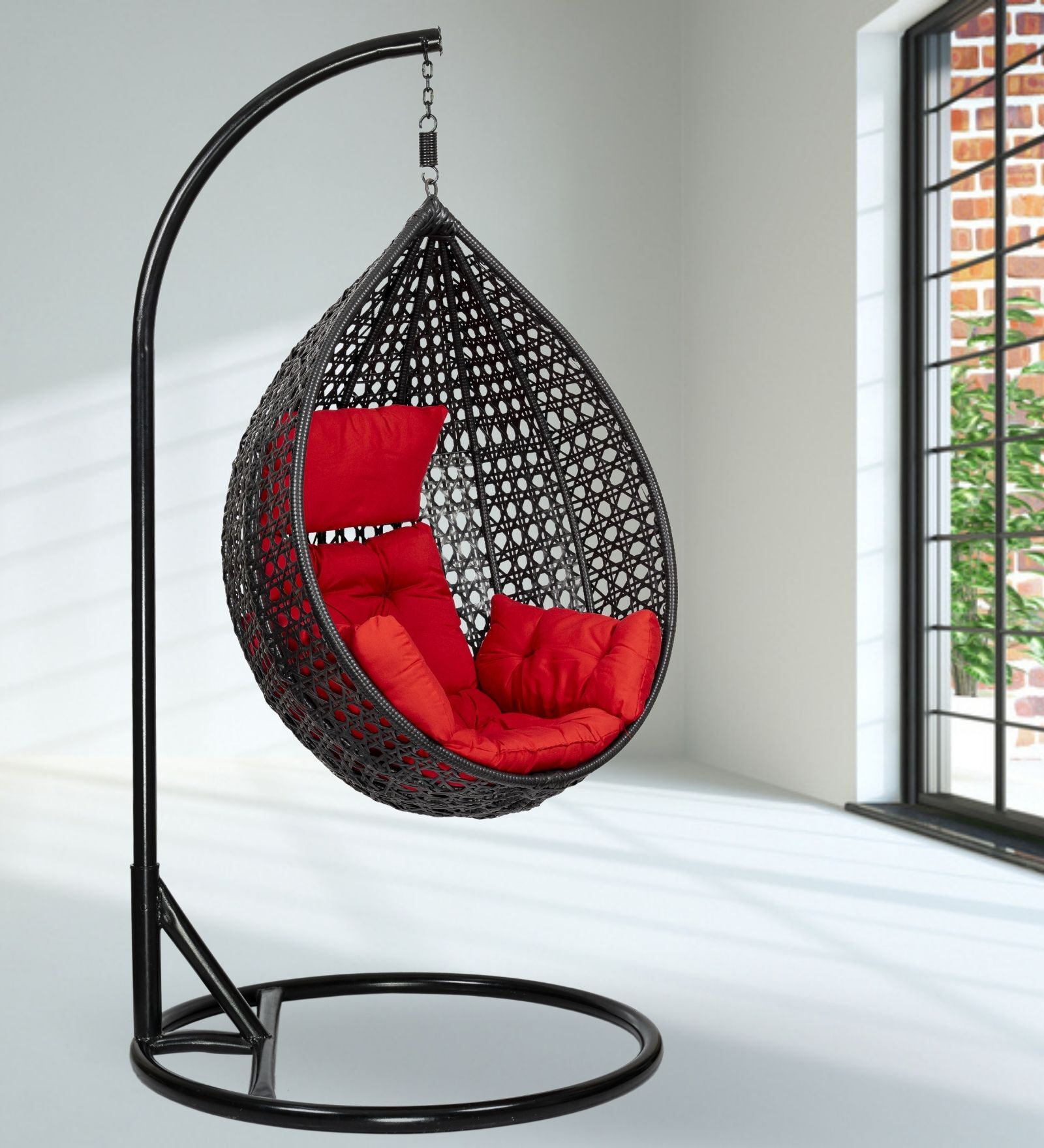 Buy 6 Star Wicker Swing in Black & Red Colour by Swingzy | Pepperfry