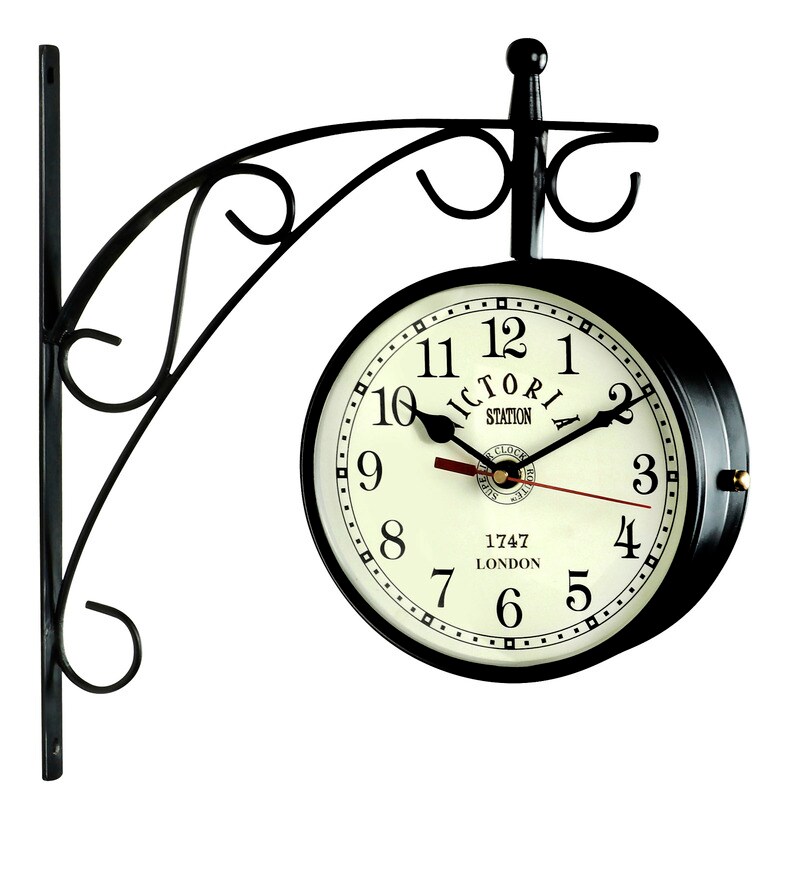 Buy Black Metal Analog Railway Clock by Anantaran Online - Platform ...