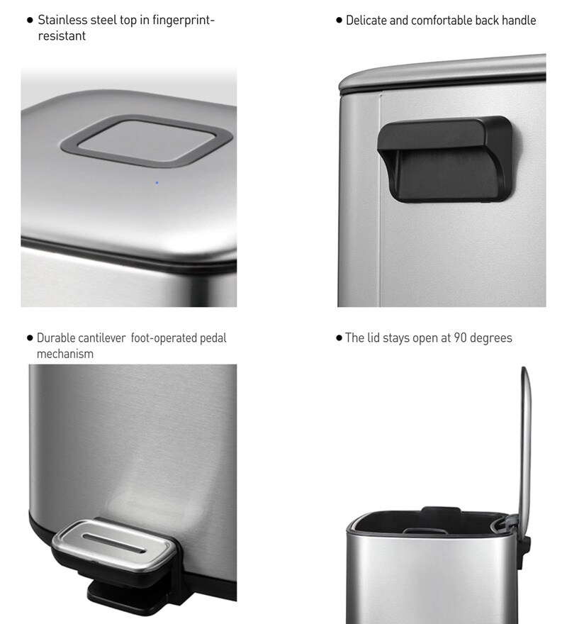 Buy Silver 6 Ltr Stainless Steel Step Dustbin by Obsessions Online ...