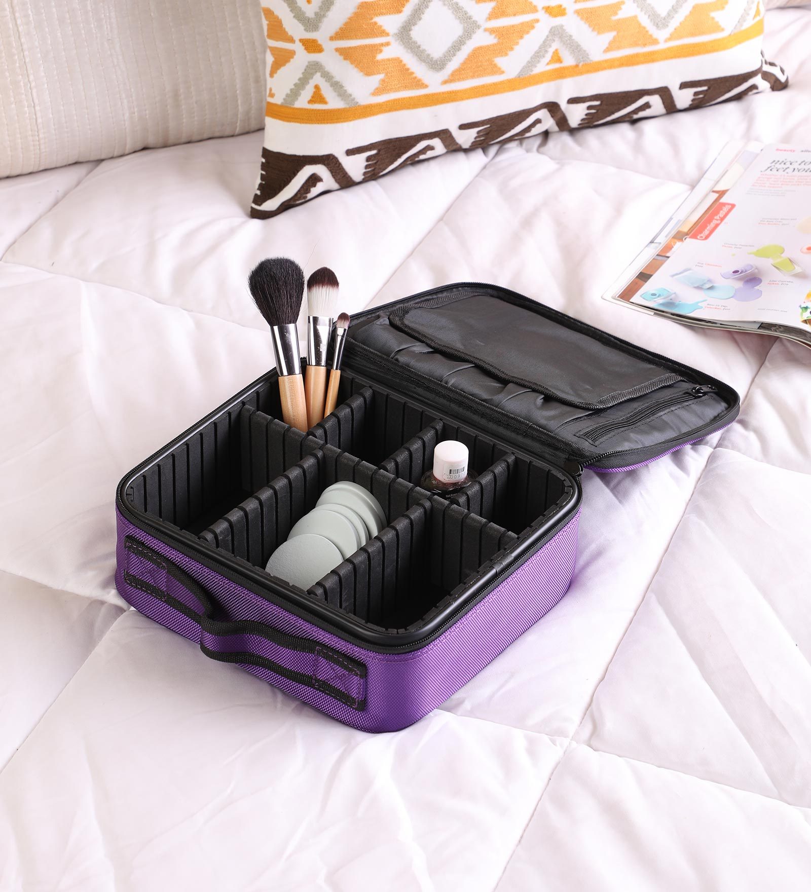 Buy 7 Compartments Pu Leather Make Up Organisers in Purple at 31% OFF ...
