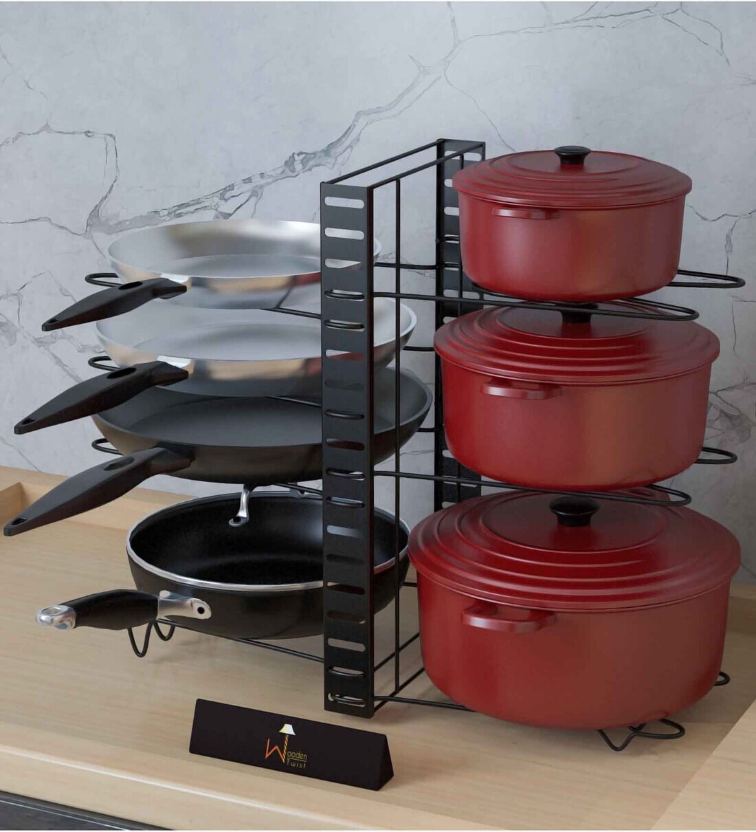 Buy Black Wrought Iron 8 Tier Adjustable Kitchen Rack with 3 DIY ...