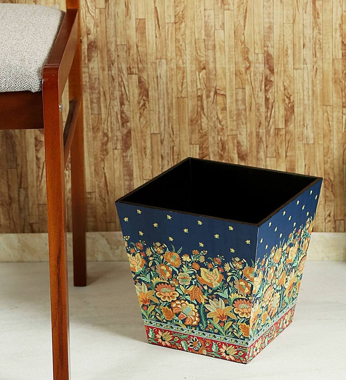 Buy 9 Ltr Amalia Open Wooden Multicoloured Dustbin at 43% OFF by ...