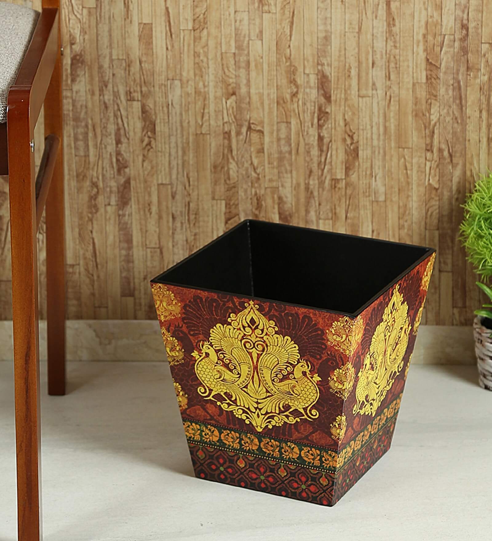 Buy 9 Ltr Voila Open Wooden Multicoloured Dustbin at 46% OFF by ...