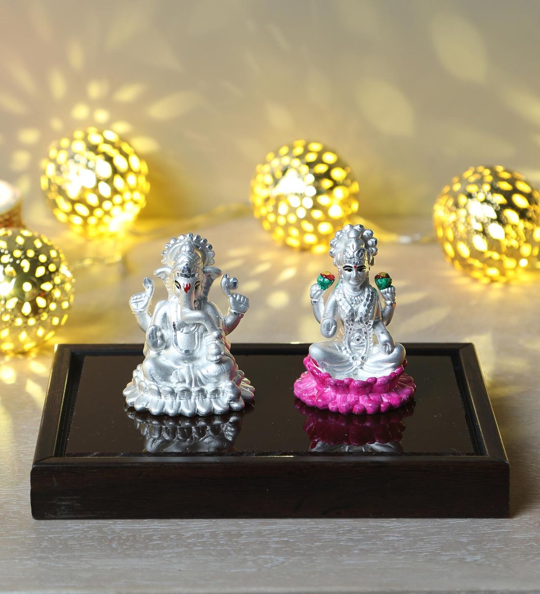 Buy 999 Pure Silver Ganesh Laxmi Idols by Krysaliis Solid Silver by ...