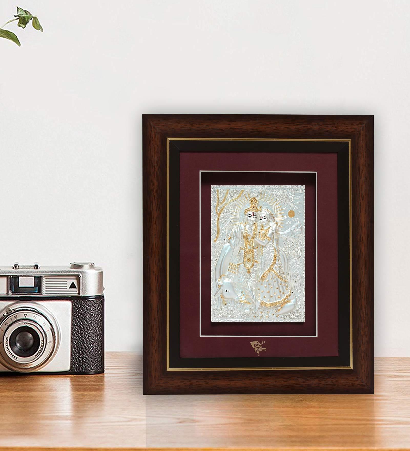 Buy 999 Pure Silver Religious Frame Of Radha Krishna By Krysaliis Solid ...