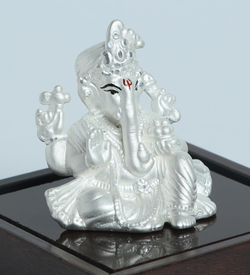 Buy 999 Pure Silver Ganesha Idol by Krysaliis Solid Silver Online ...