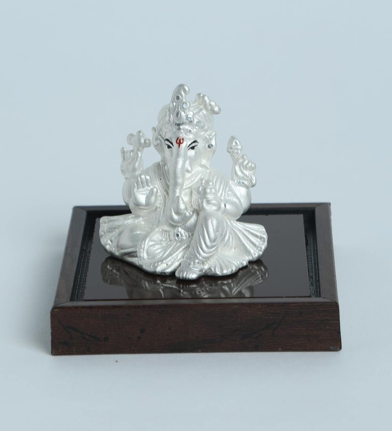 Buy 999 Pure Silver Ganesha Idol by Krysaliis Solid Silver Online ...