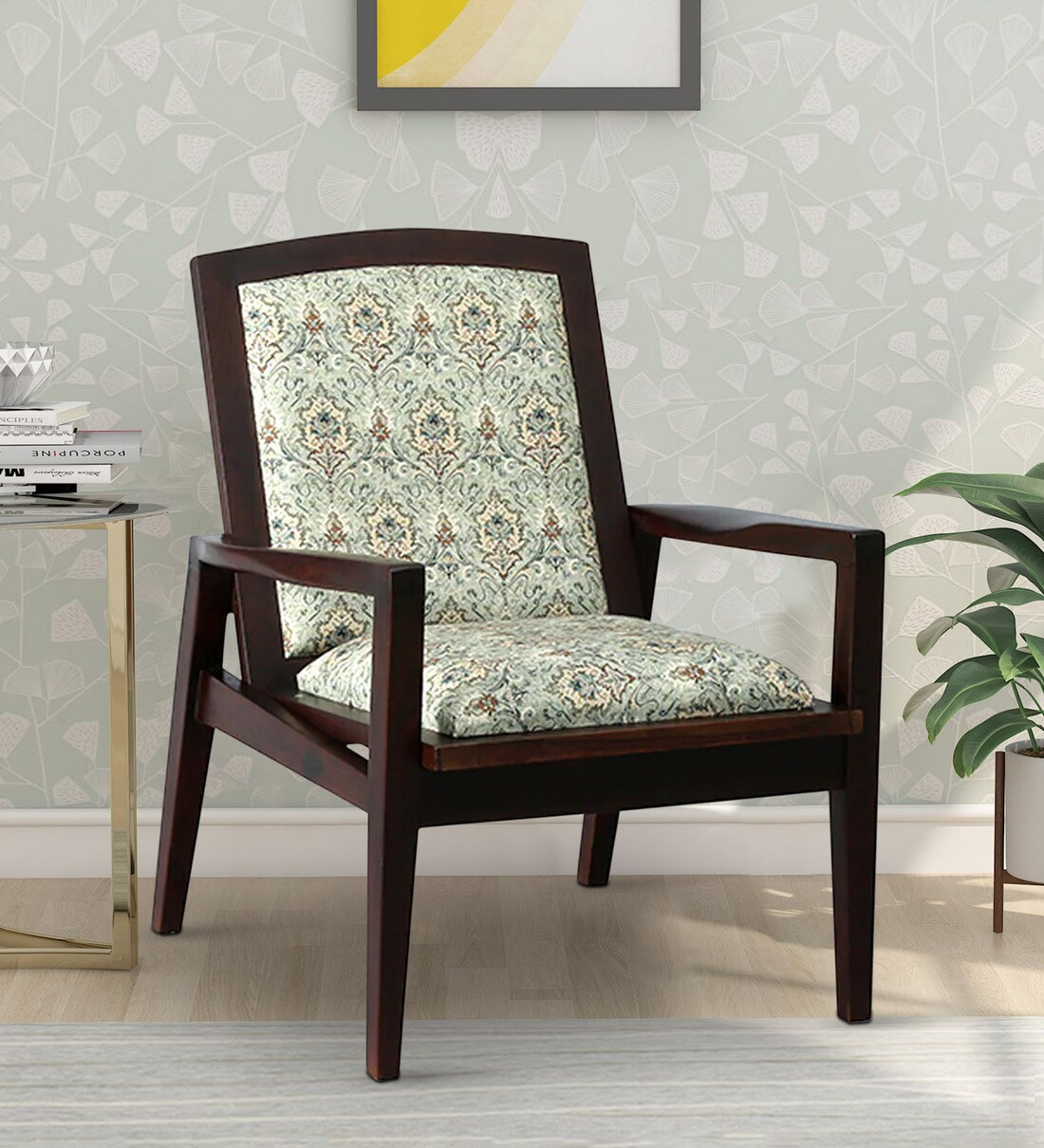 Buy Aadhira Upholstered Arm Chair In Walnut Finish at 6% OFF by ...