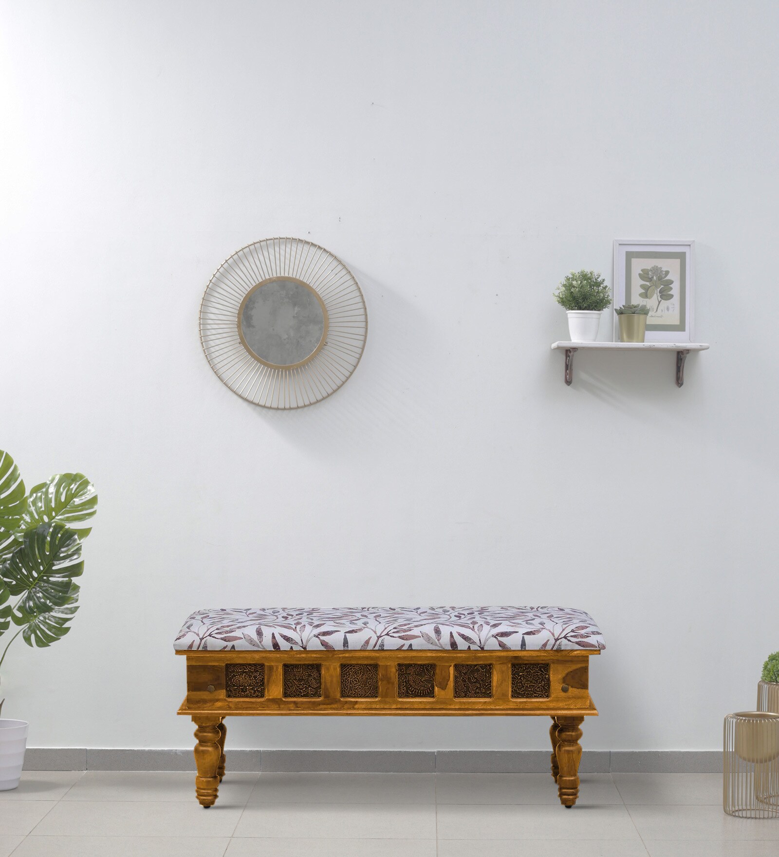 Buy Aakrit Sheesham Wood Bench In Scratch Resistant Rustic Teak Finish ...