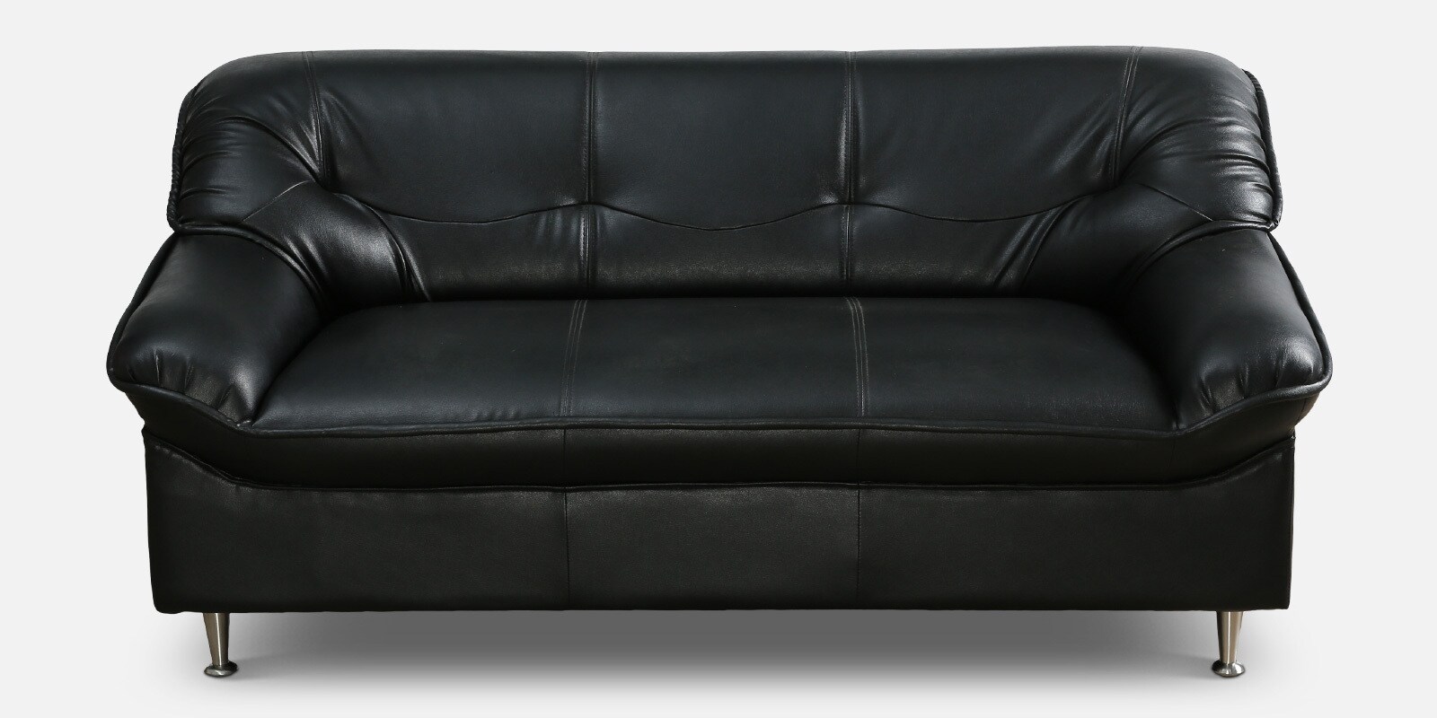 Buy Alcedio Leatherette 3 Seater Sofa In Black Leatherette at 13% OFF ...