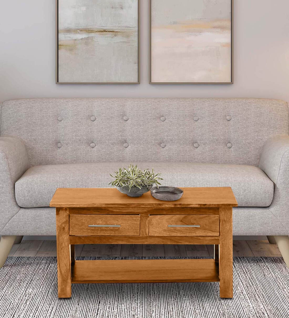 Buy Abbey Sheesham Wood Coffee Table In Scratch Resistant Rustic Teak ...