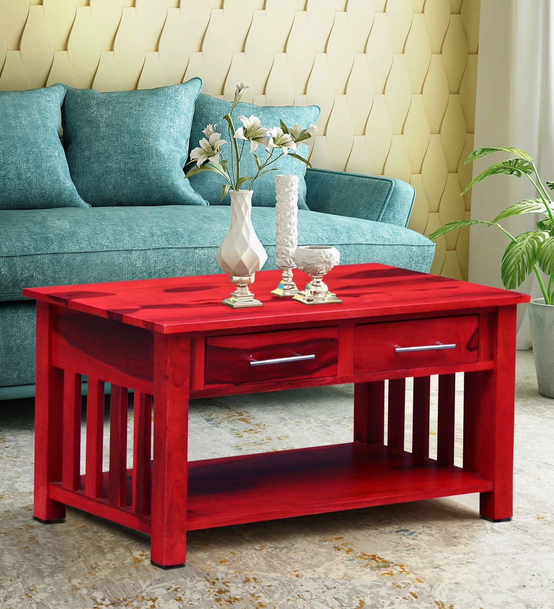 Buy Abbey Solid Wood Coffee Table in Spicy Red Finish at 3% OFF by ...