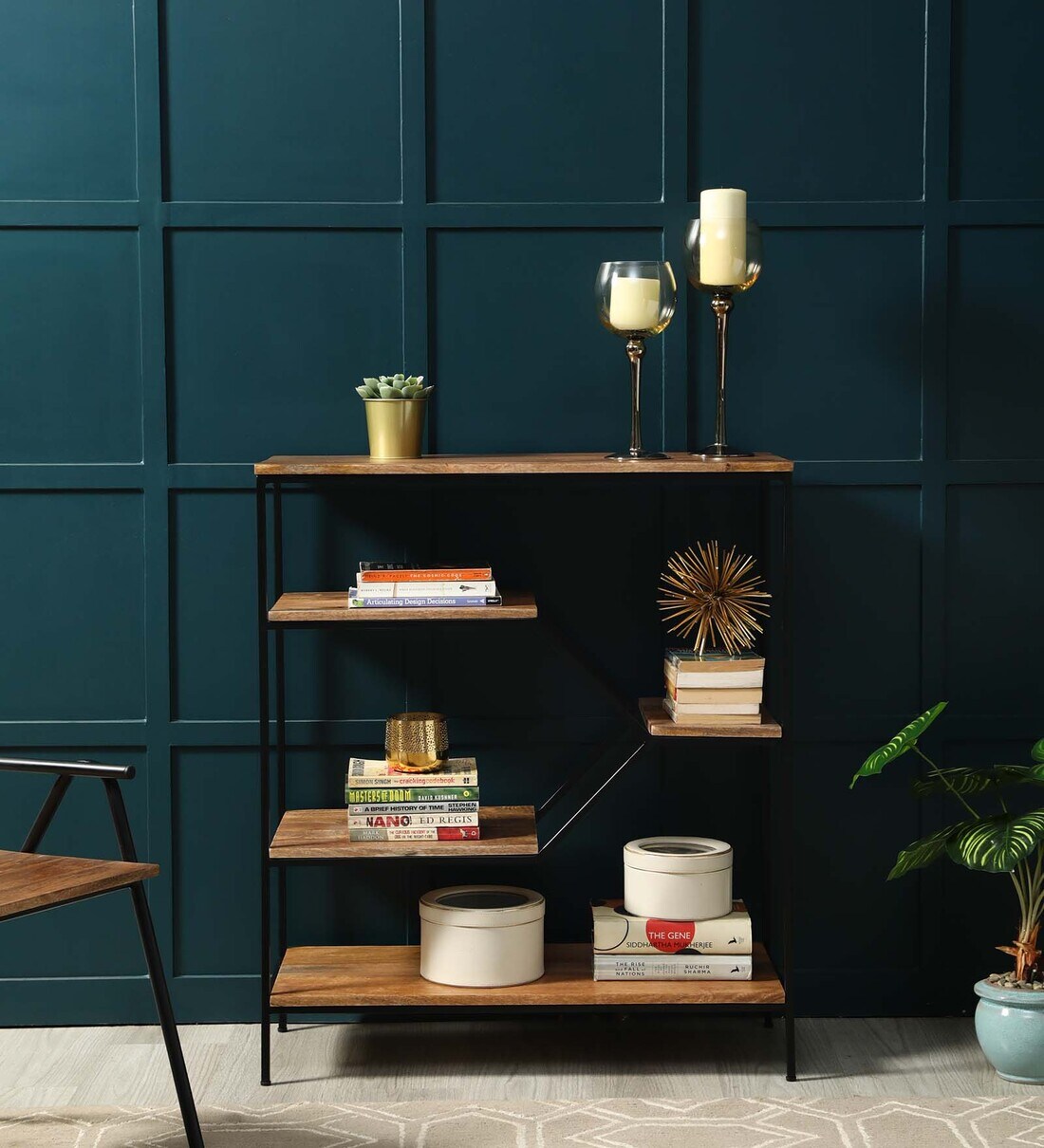 Buy Abrax Metal Book Shelf In Black Finish By Bohemiana Online ...