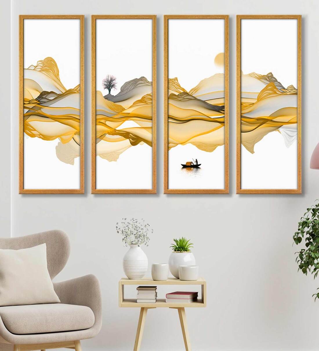 Buy Beautiful Multicolour Canvas Framed Abstract Art Panel Set of 4 at ...