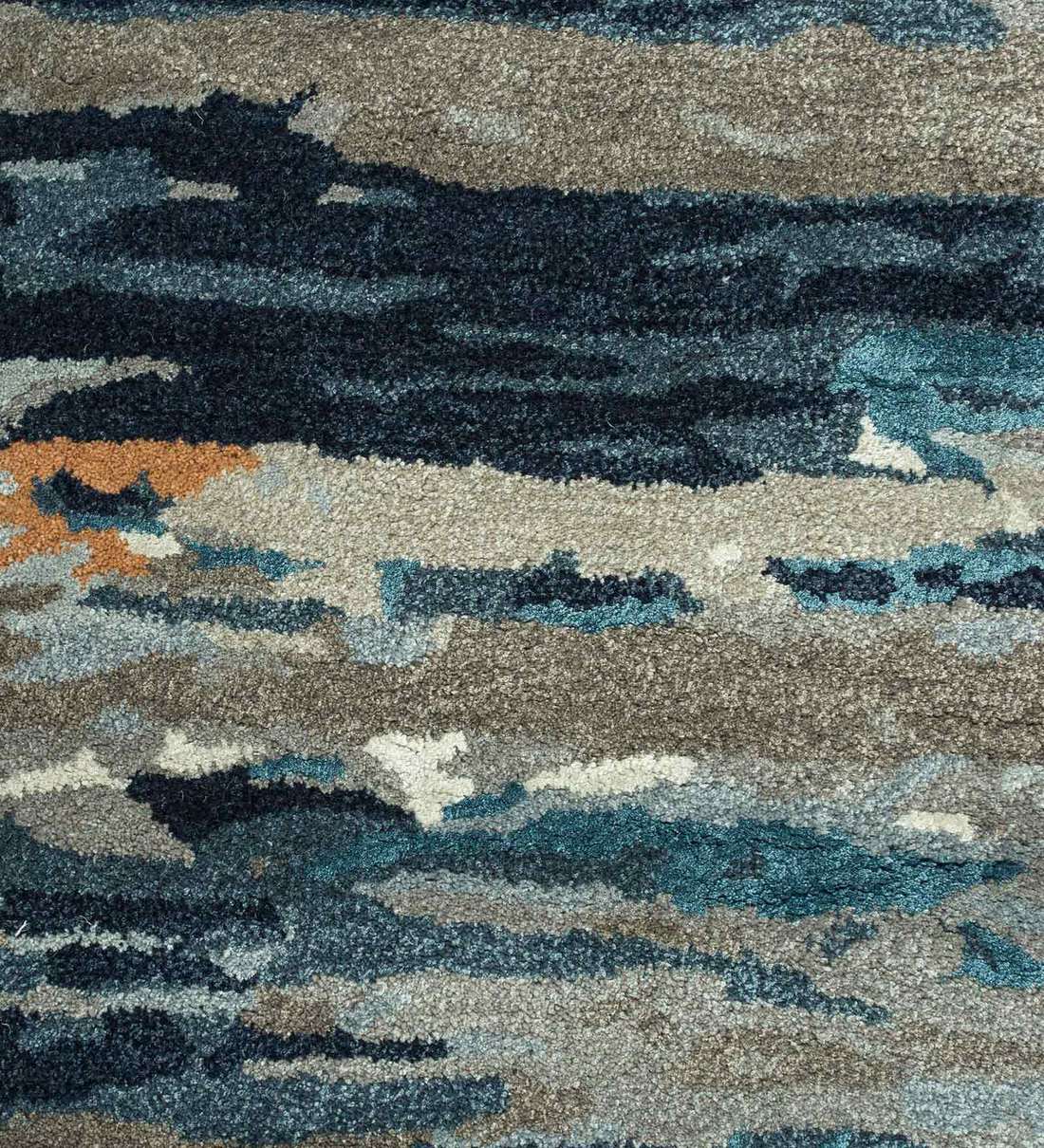 Buy Blue Wool And Viscose Abstract 3 x 10 Feet Hand Tufted Carpet by ...