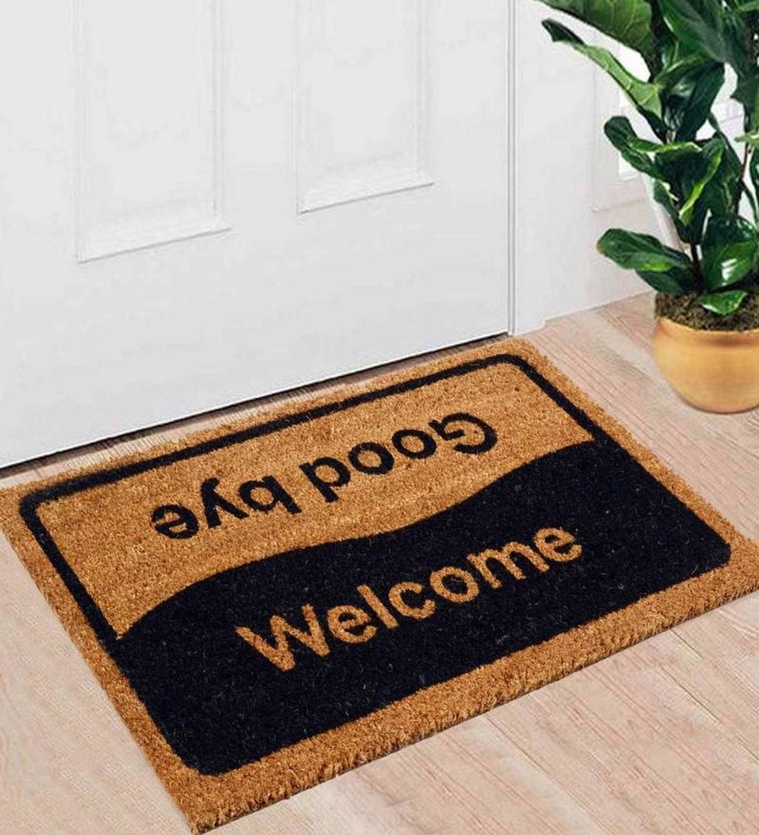 Buy Black Coir Slogan Pattern 30X18 Inch Stain Resistant Door Mat ...