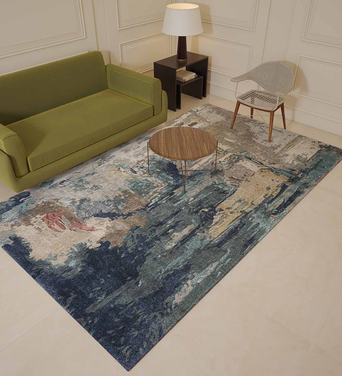 Buy Abstract Pattern Wool & Viscose Hand Tufted 8 x 11 Feet Carpet by ...