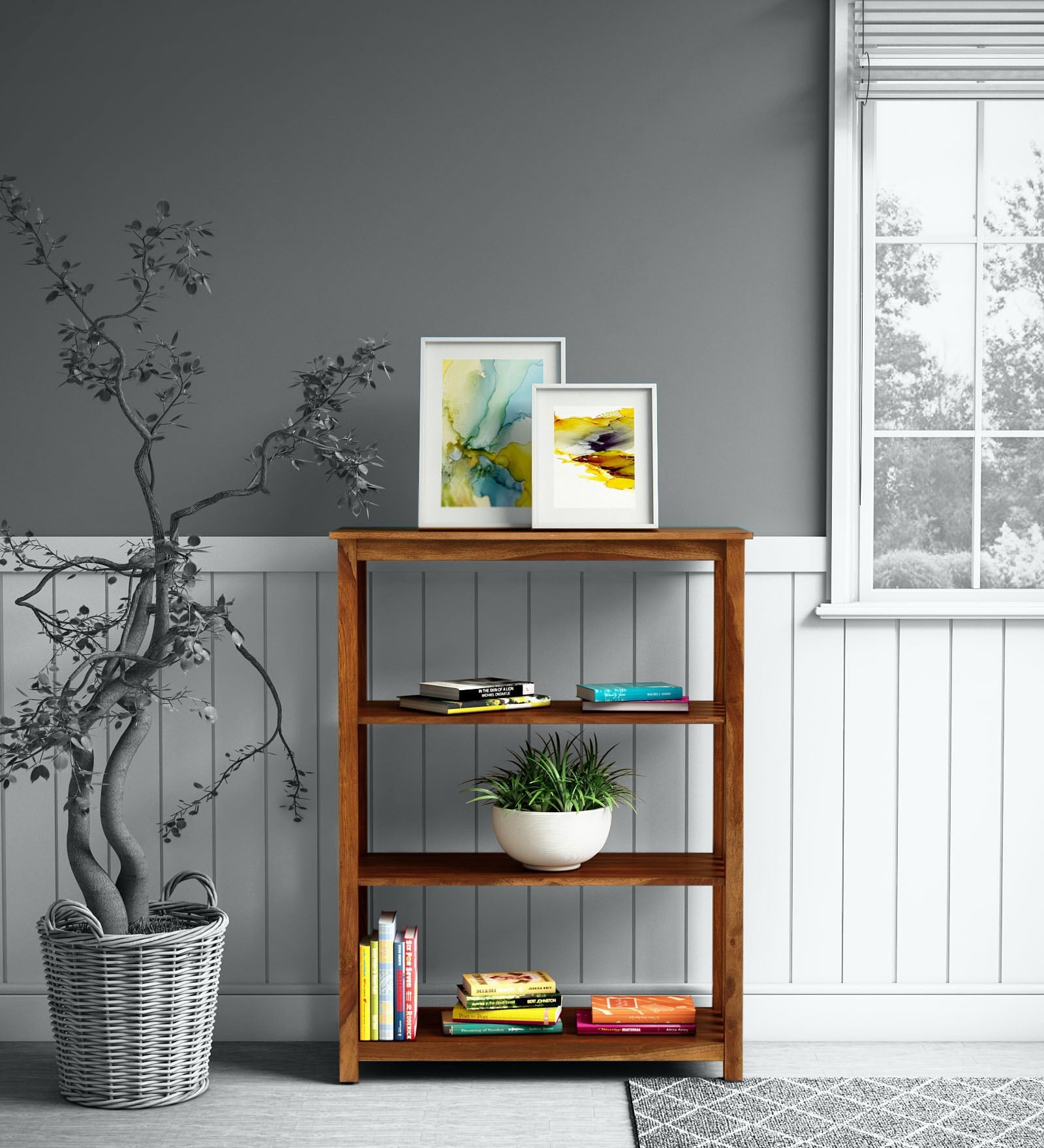 Buy Abbey Sheesham Wood Book Shelf in Rustic Teak Finish at 4% OFF by ...