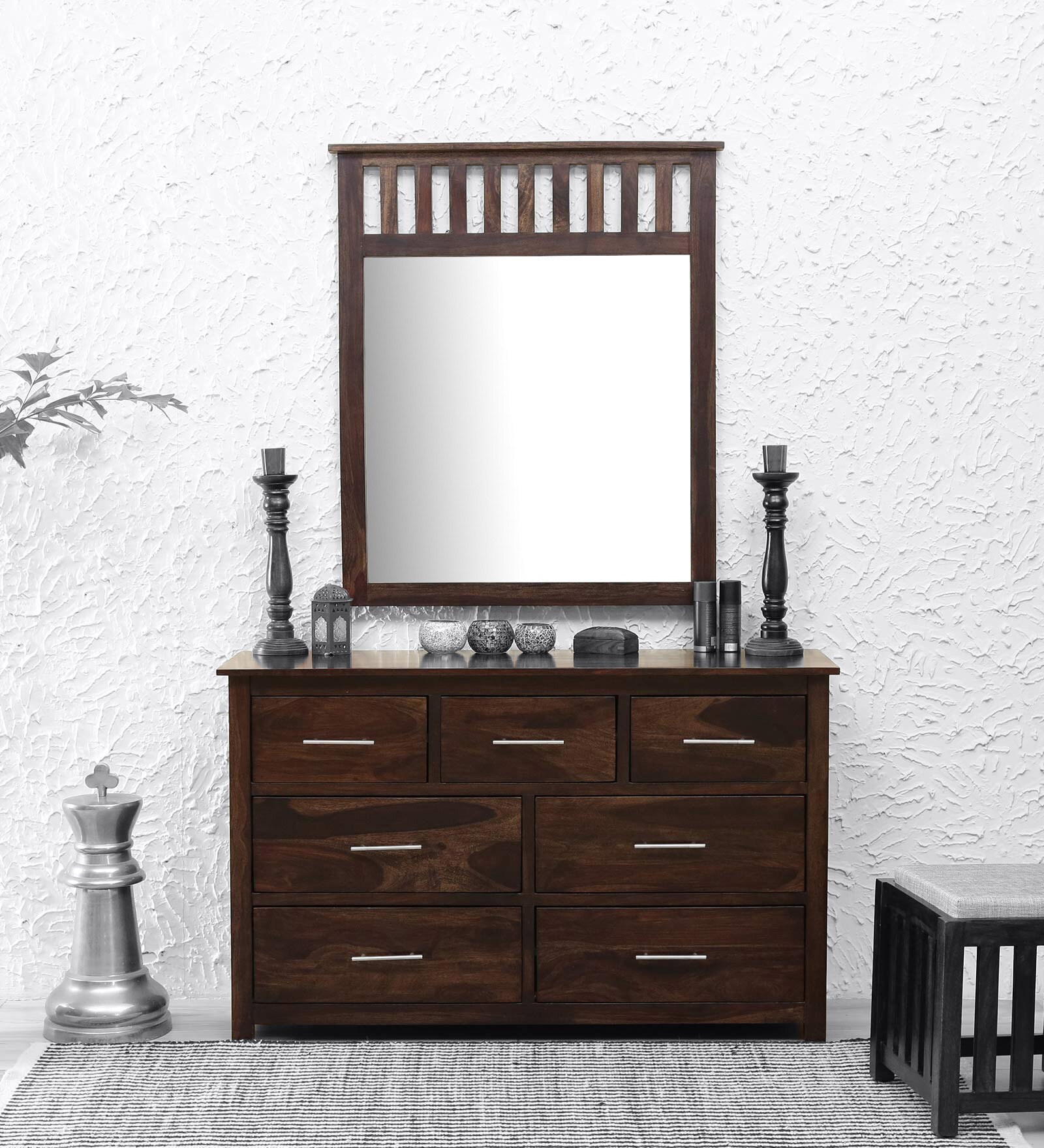 Buy Abbey Sheesham Wood Dressing Cabinet with Mirror in Warm Chestnut ...