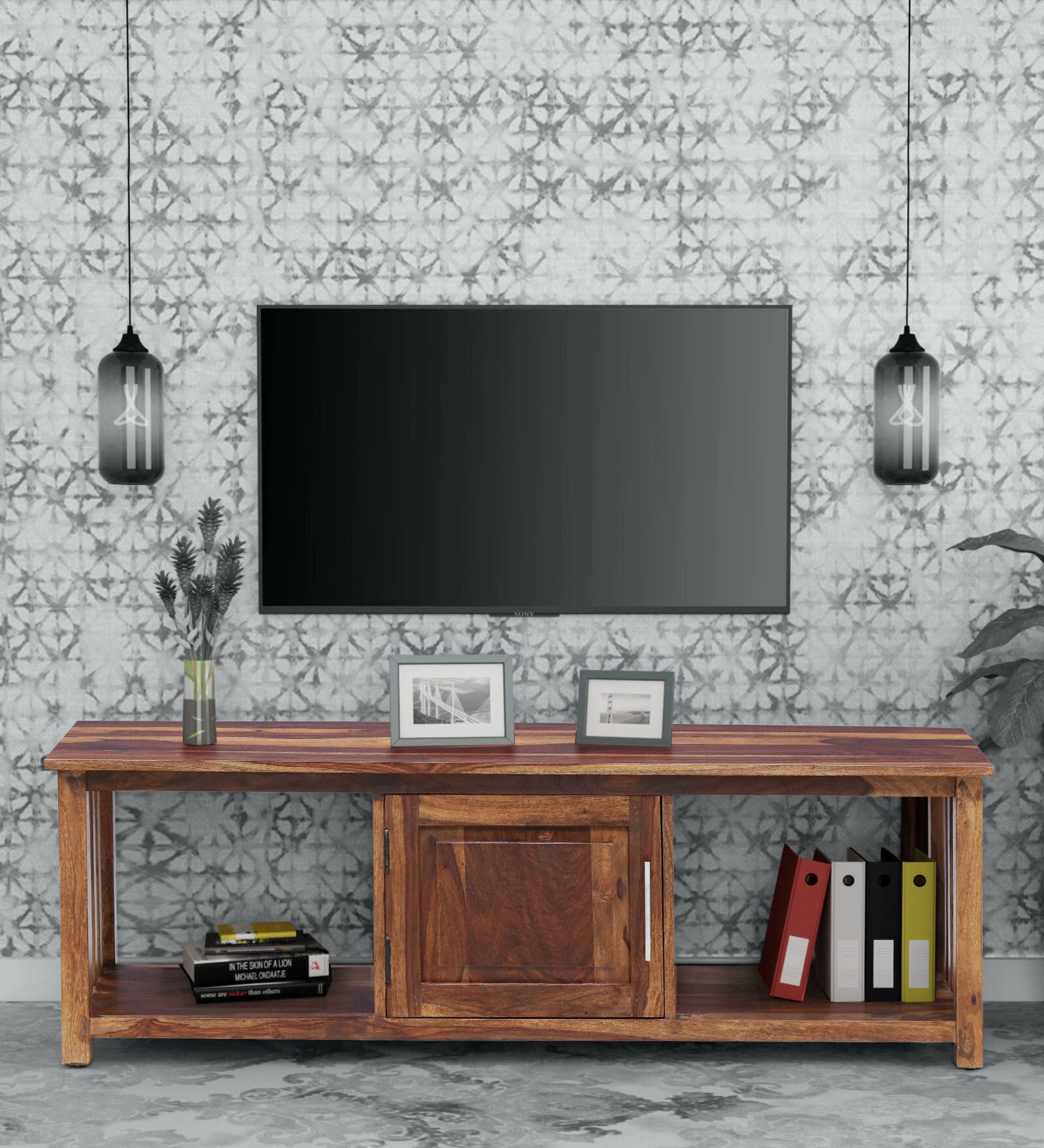 Buy Abbey Sheesham Wood TV Console in Rustic Teak Finish at 29% OFF by ...