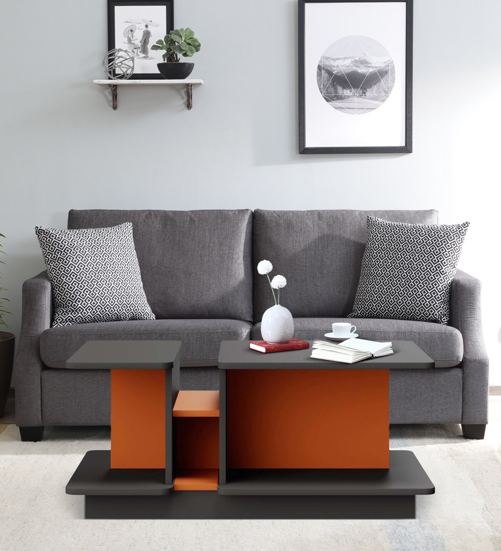 Buy Aberto Coffee Table In Tobasco Red & Slate Grey Colour at 24% OFF ...