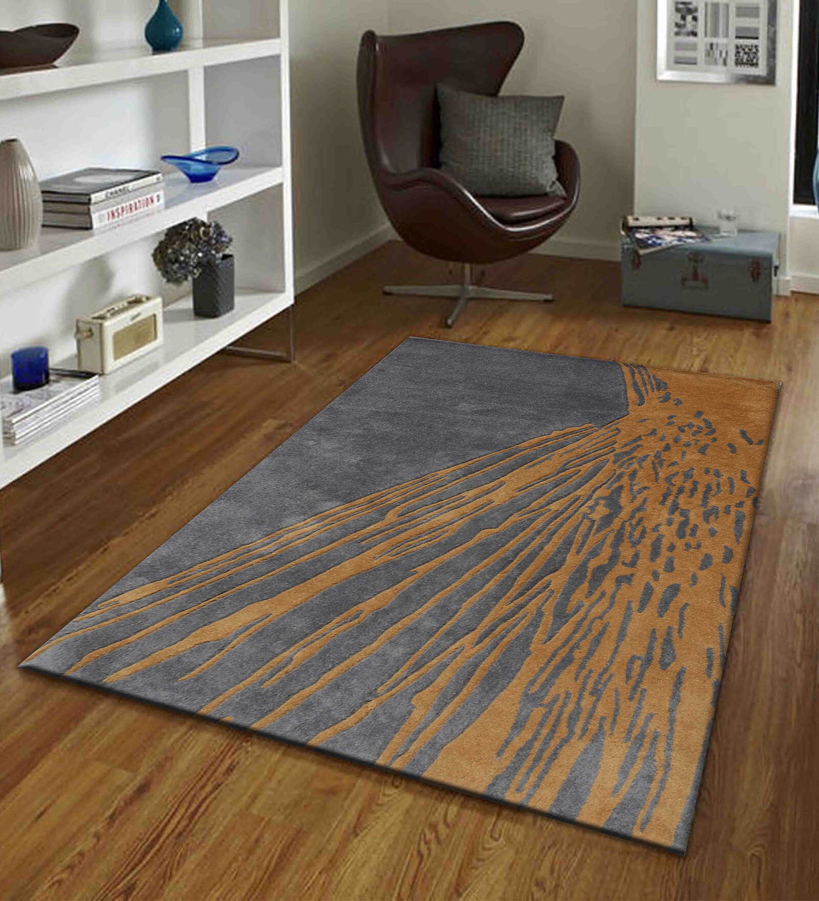 Buy Blue Abstract Wool 4 ft x 6 ft Hand Tufted Carpet at 29% OFF by ...