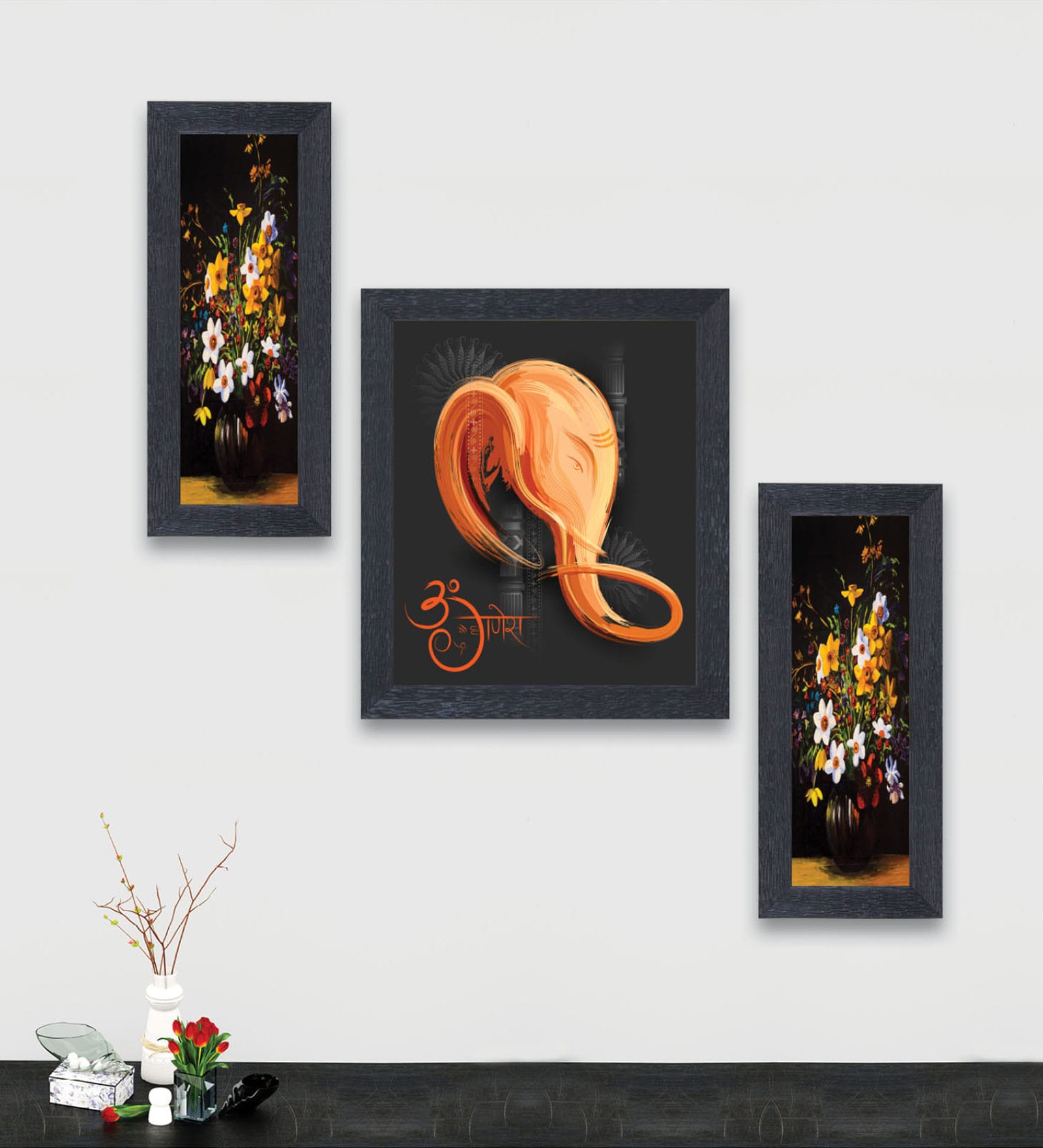 Buy Abstract (Set of 3) Multicolour Synthetic Art Prints at 7% OFF by ...