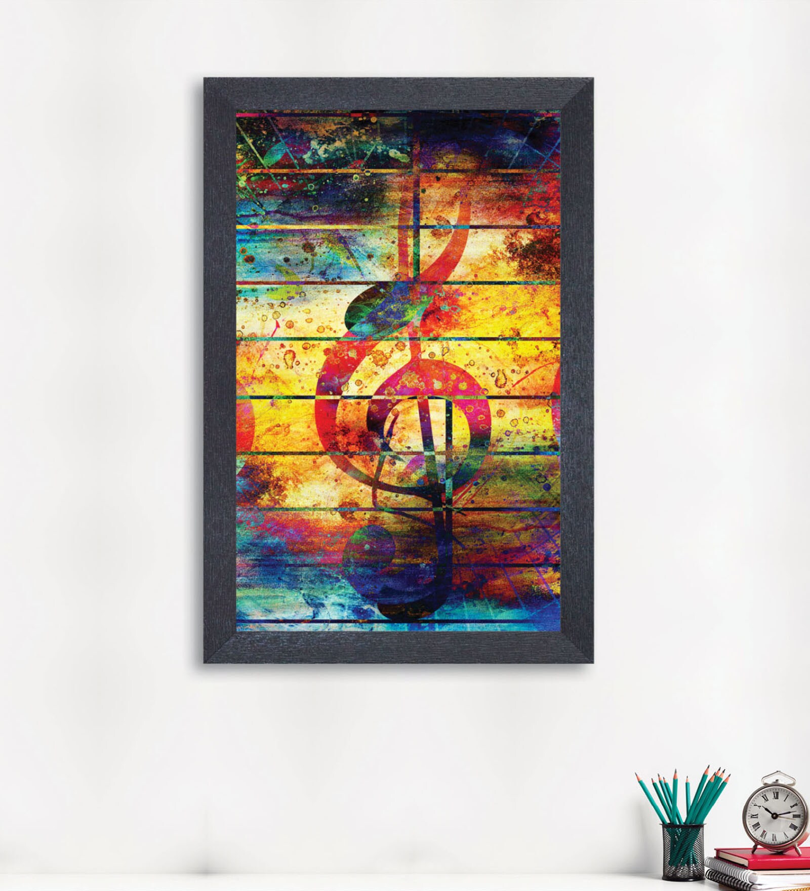Buy Abstract Artwork Framed Multicolour Synthetic Wall Painting by ...