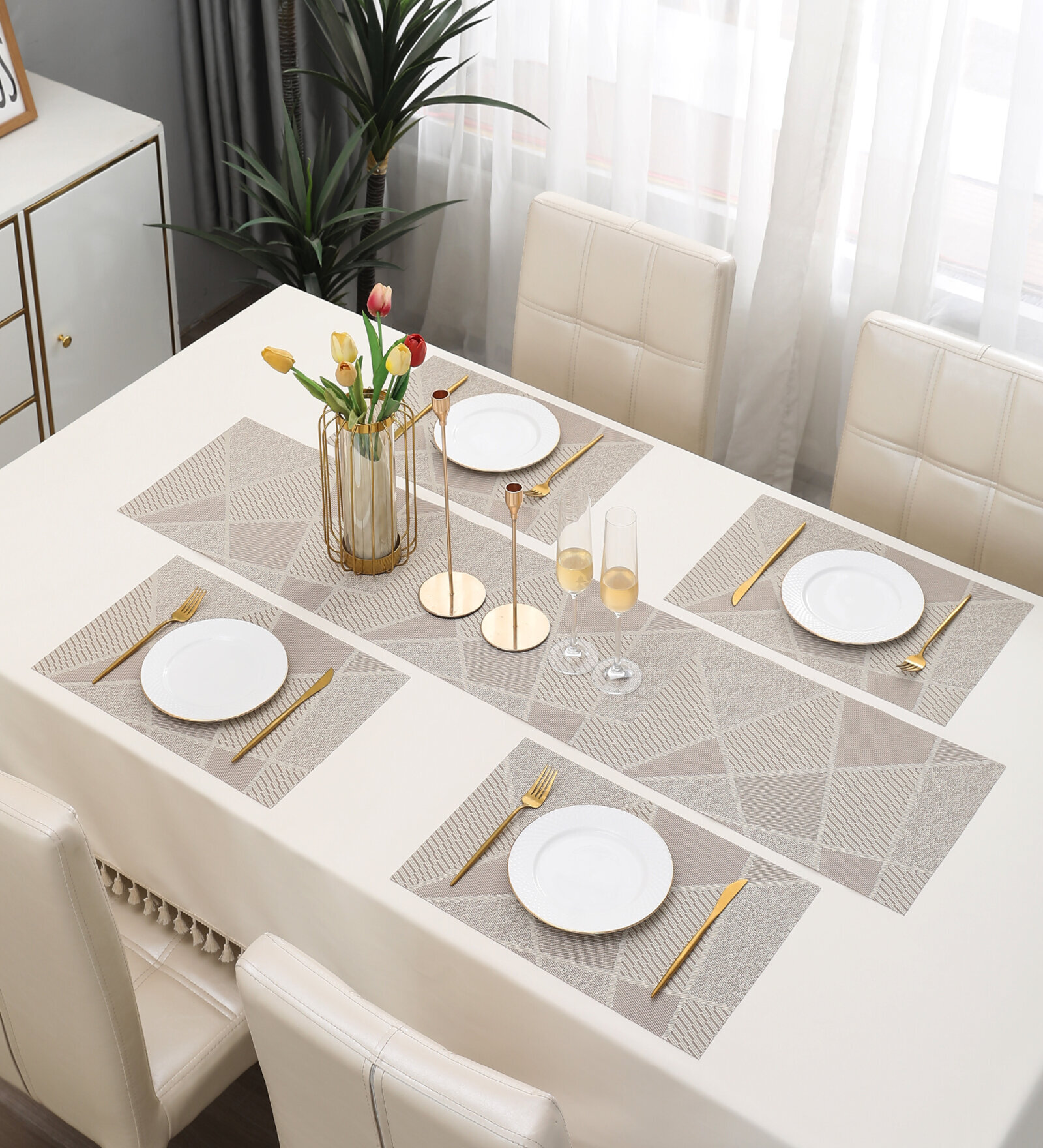 Buy Abstract Beige (18 x12) PVC Table Linen (Set of 5) at 18% OFF by ...