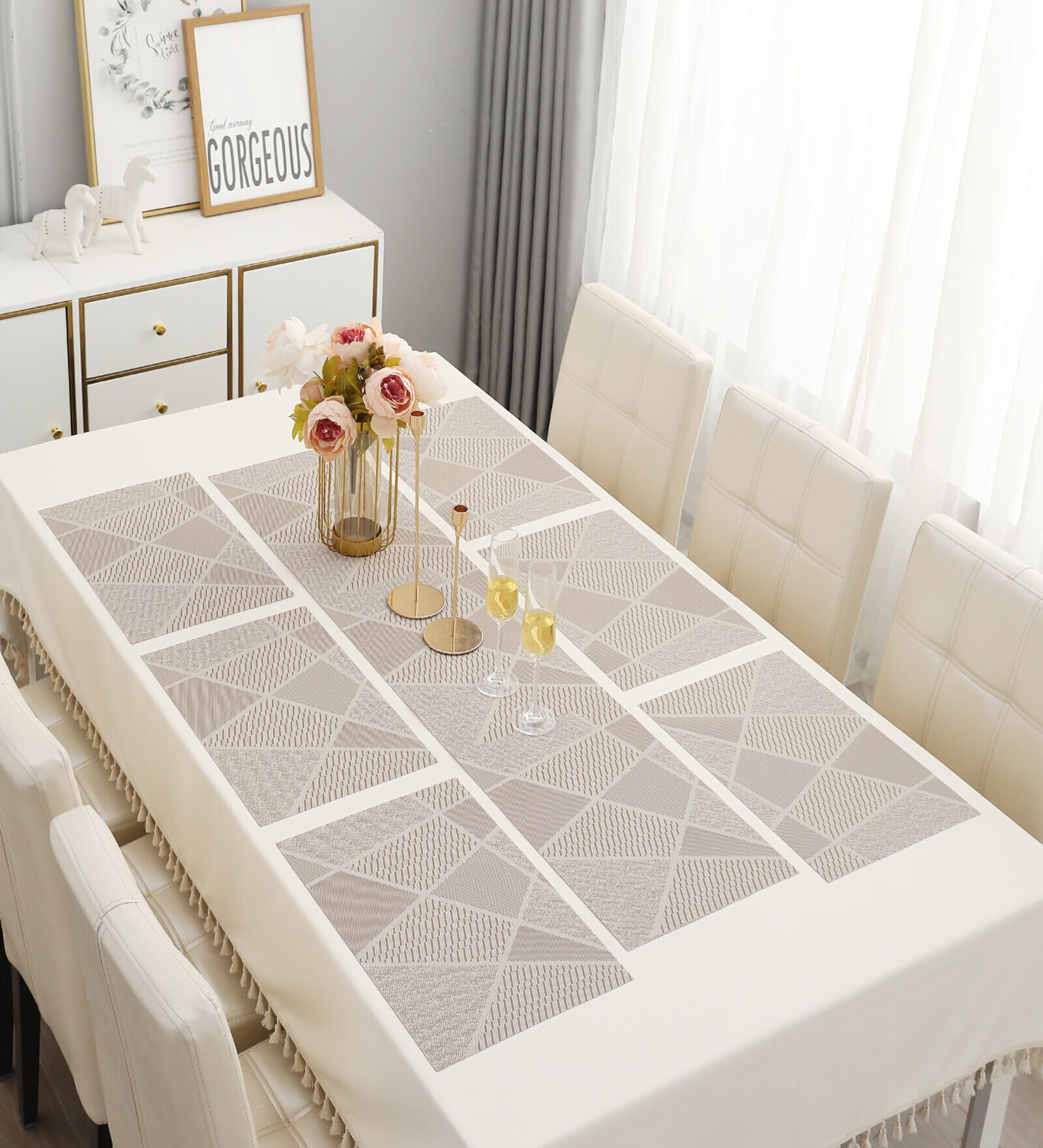 Buy Abstract Beige (18 x12) PVC Table Linen (Set of 7) at 23% OFF by ...