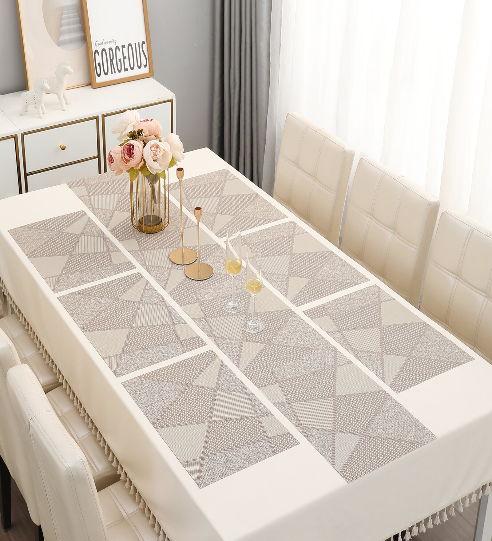 Buy Abstract Beige (18 x12) PVC Table Linen (Set of 7) at 21% OFF by ...