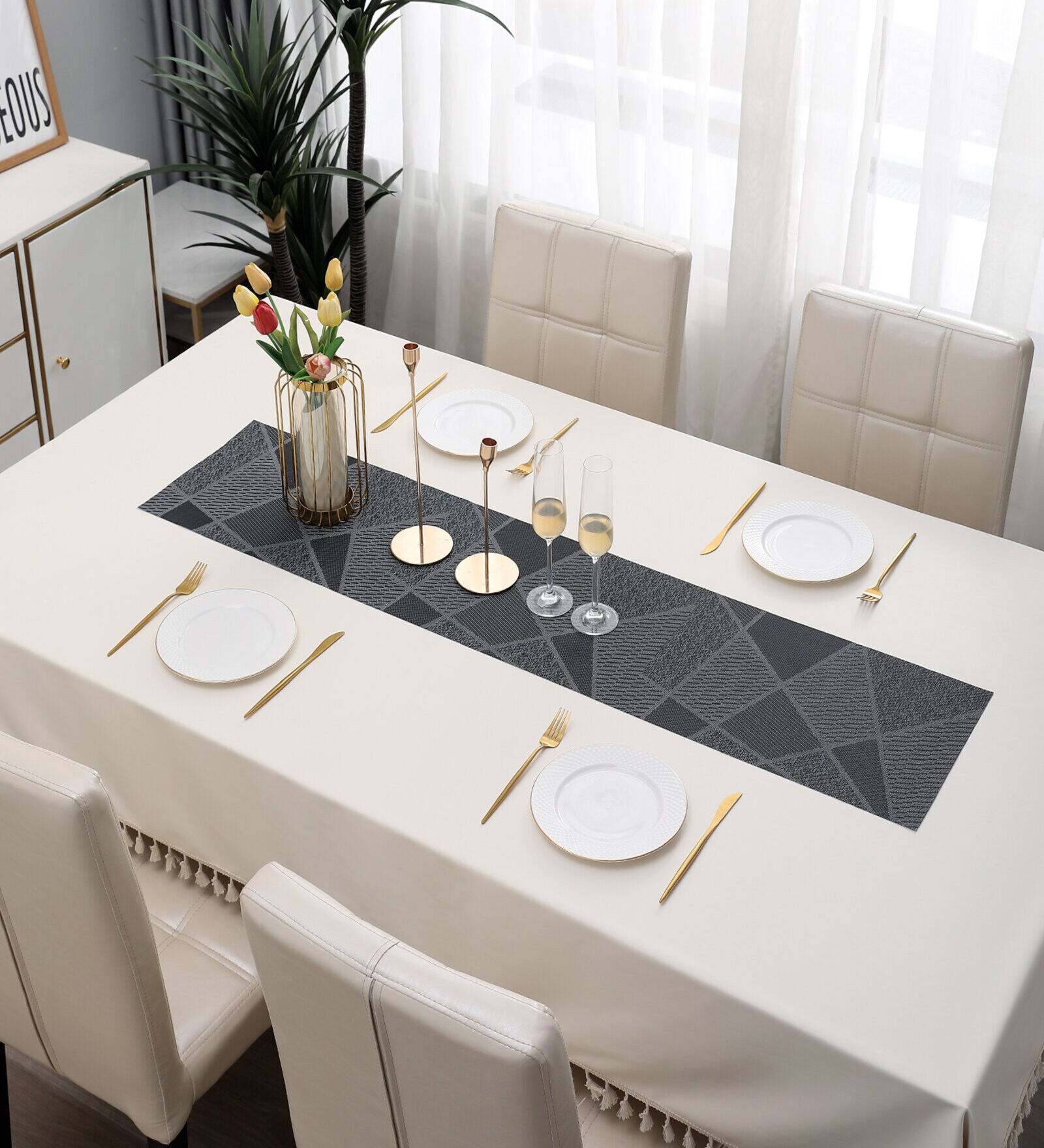 Buy Abstract Black (53 x12) PVC Table Runner at 33% OFF by HOKIPO ...