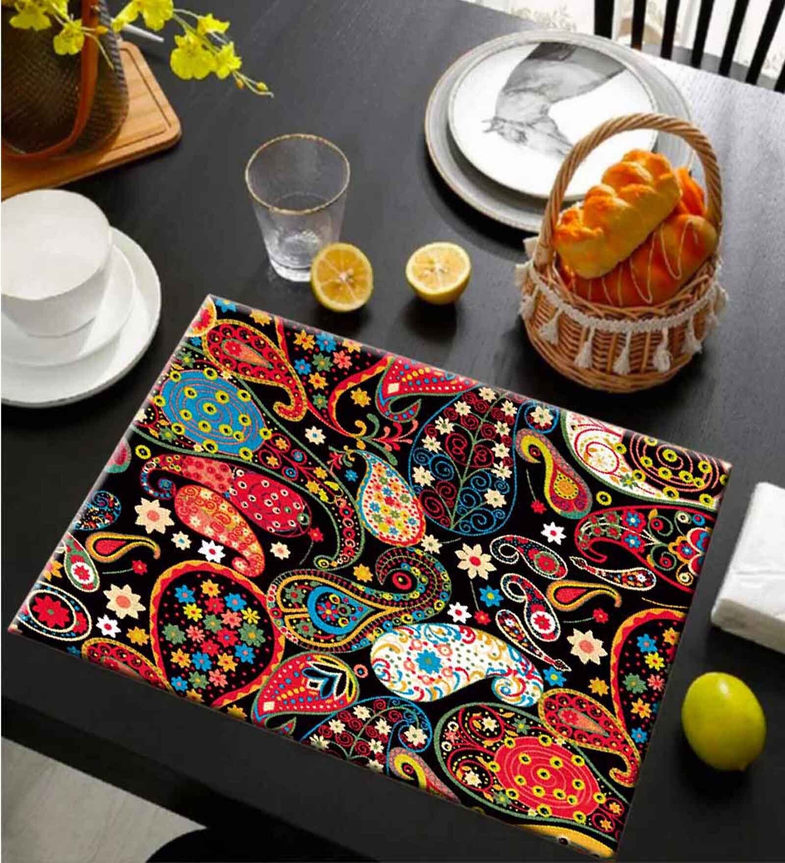 Buy Abstract Multicolor (12 x 17.5) Satin (Set of 6) Placemats at 47% ...