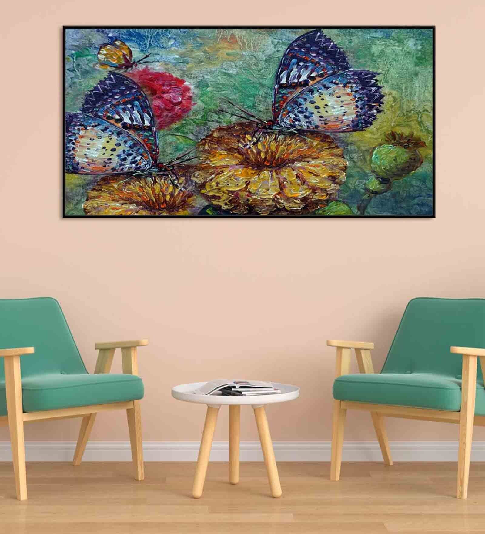 Buy Abstract Multicolor Canvas Framed Wildlife Art Print at 23% OFF by ...