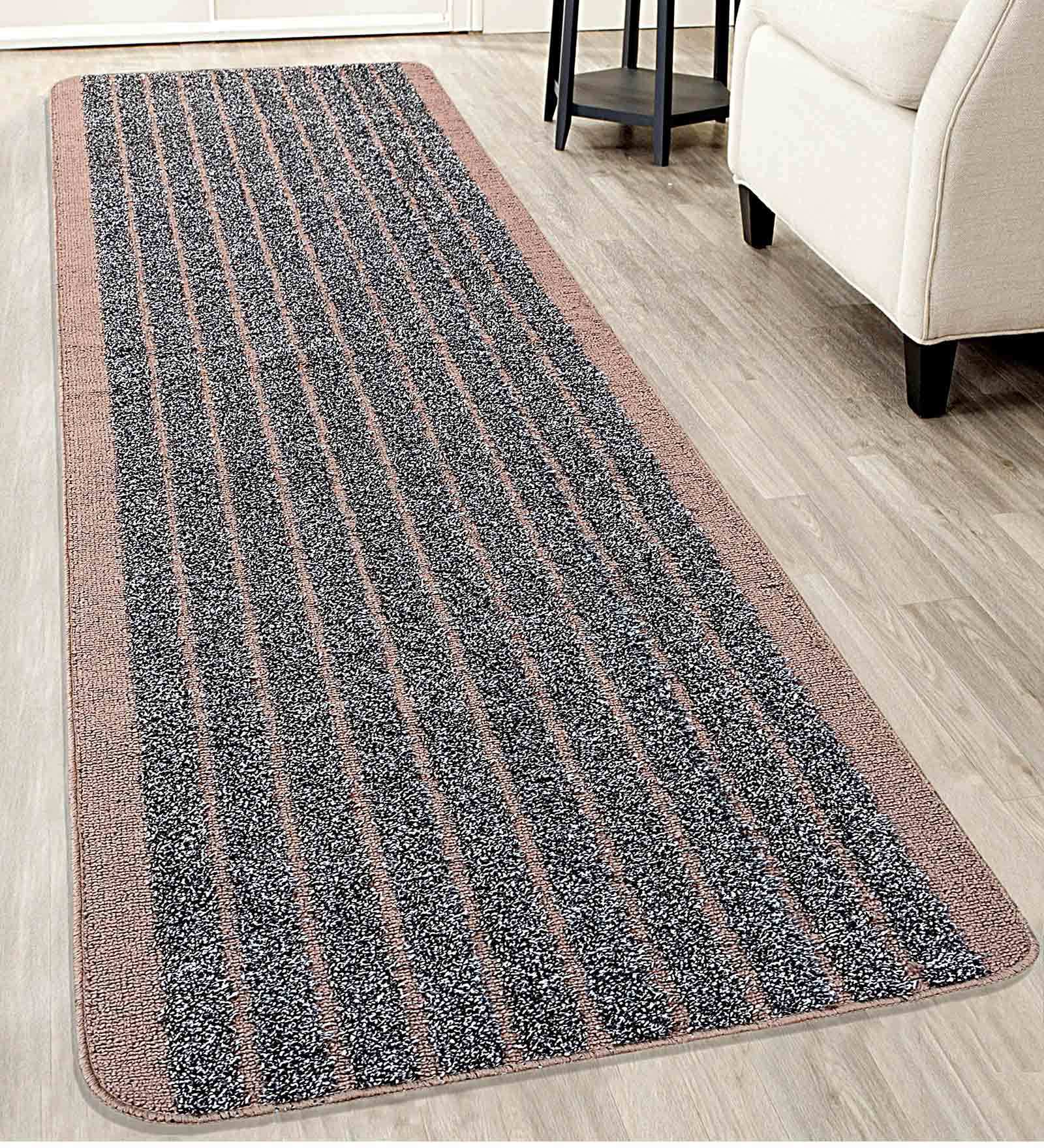 Buy Grey Polyester 94 x 26 Inches Machine Made Floor Runner by Saral ...