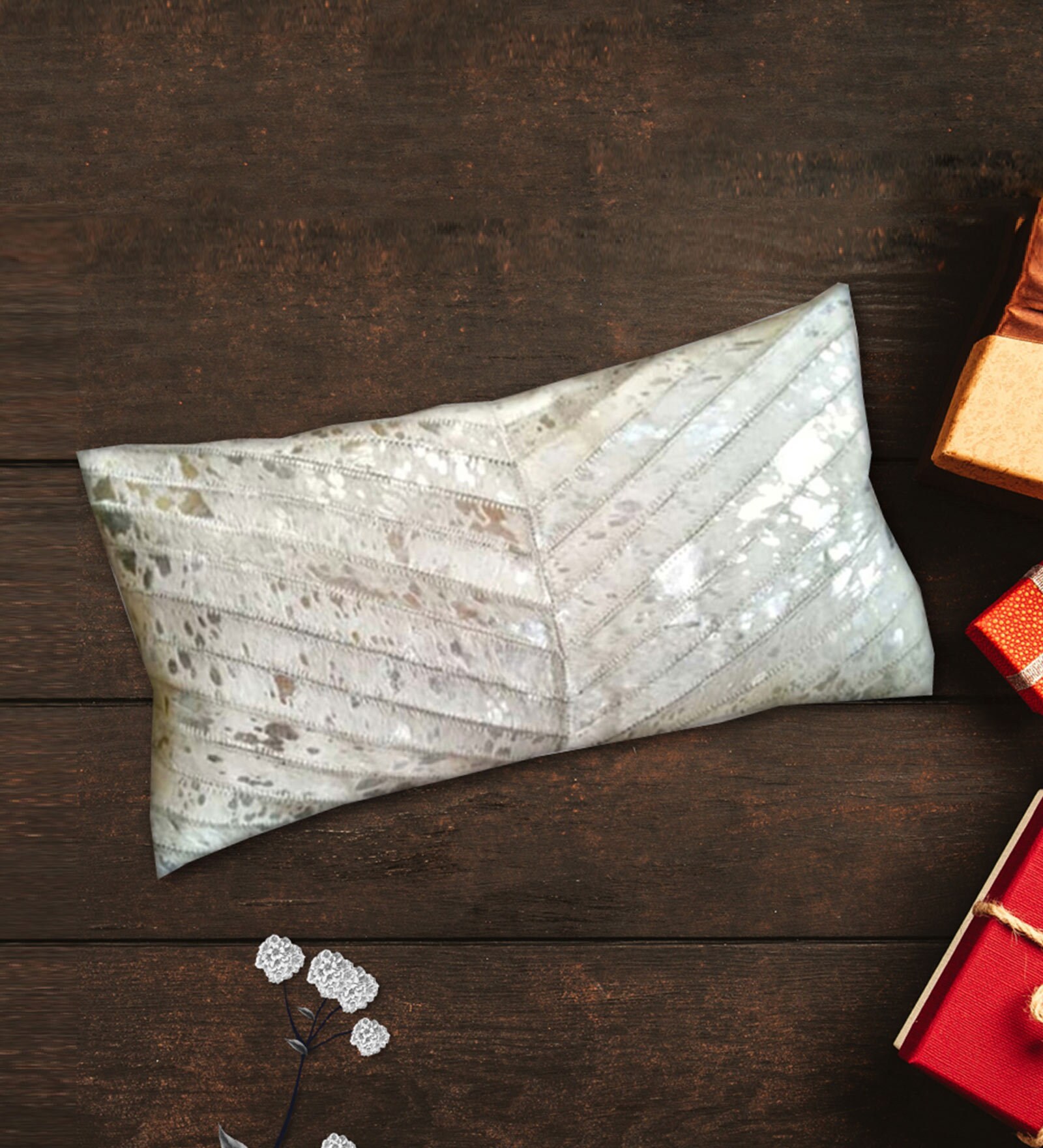 Buy Cream Textured Leather 18 x 12 Inches Cushion Cover with Filler at ...