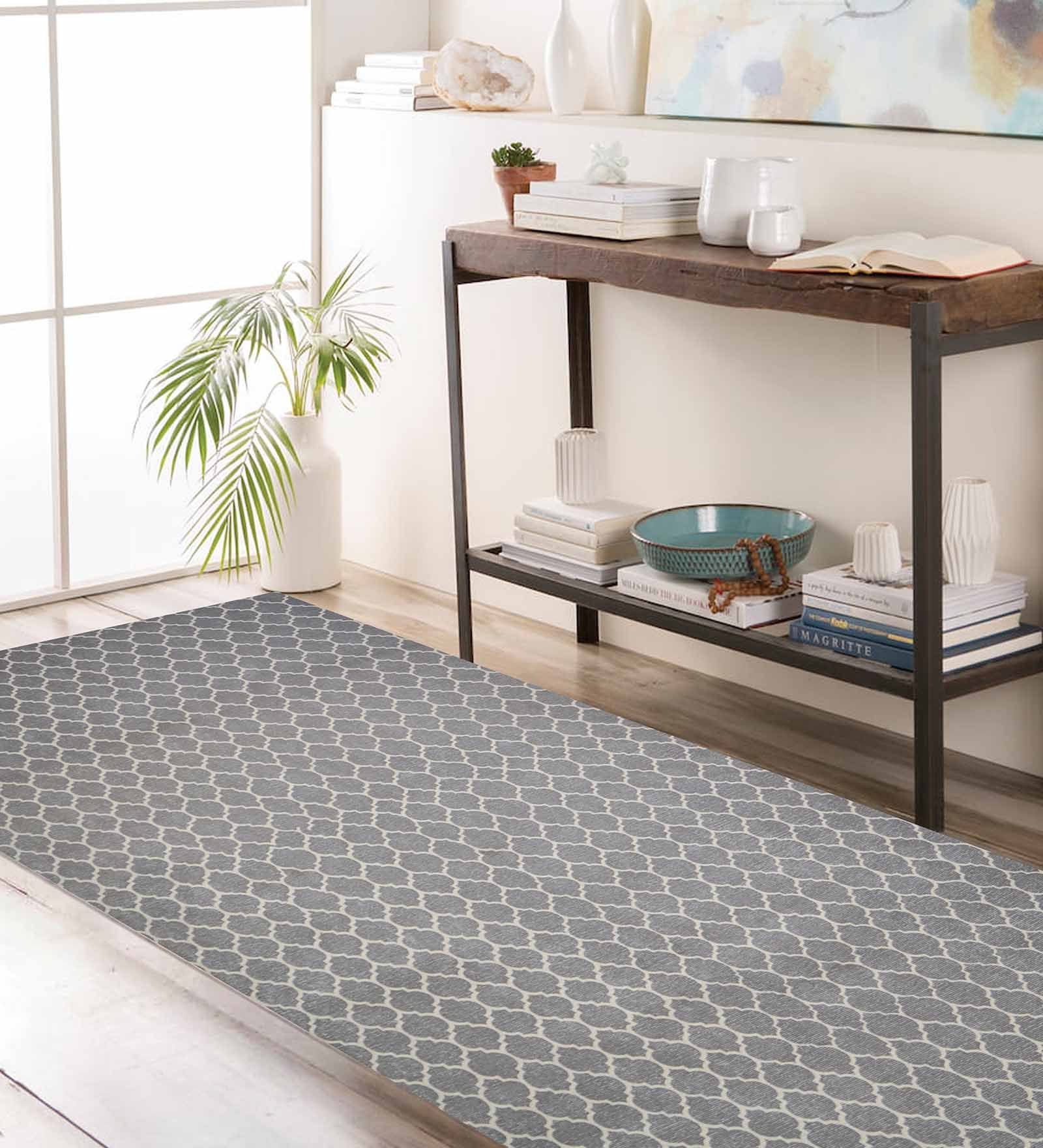 Buy Trellis Pattern Cotton Hand Woven 4 X 6 Feet Carpet By Potlistudio ...