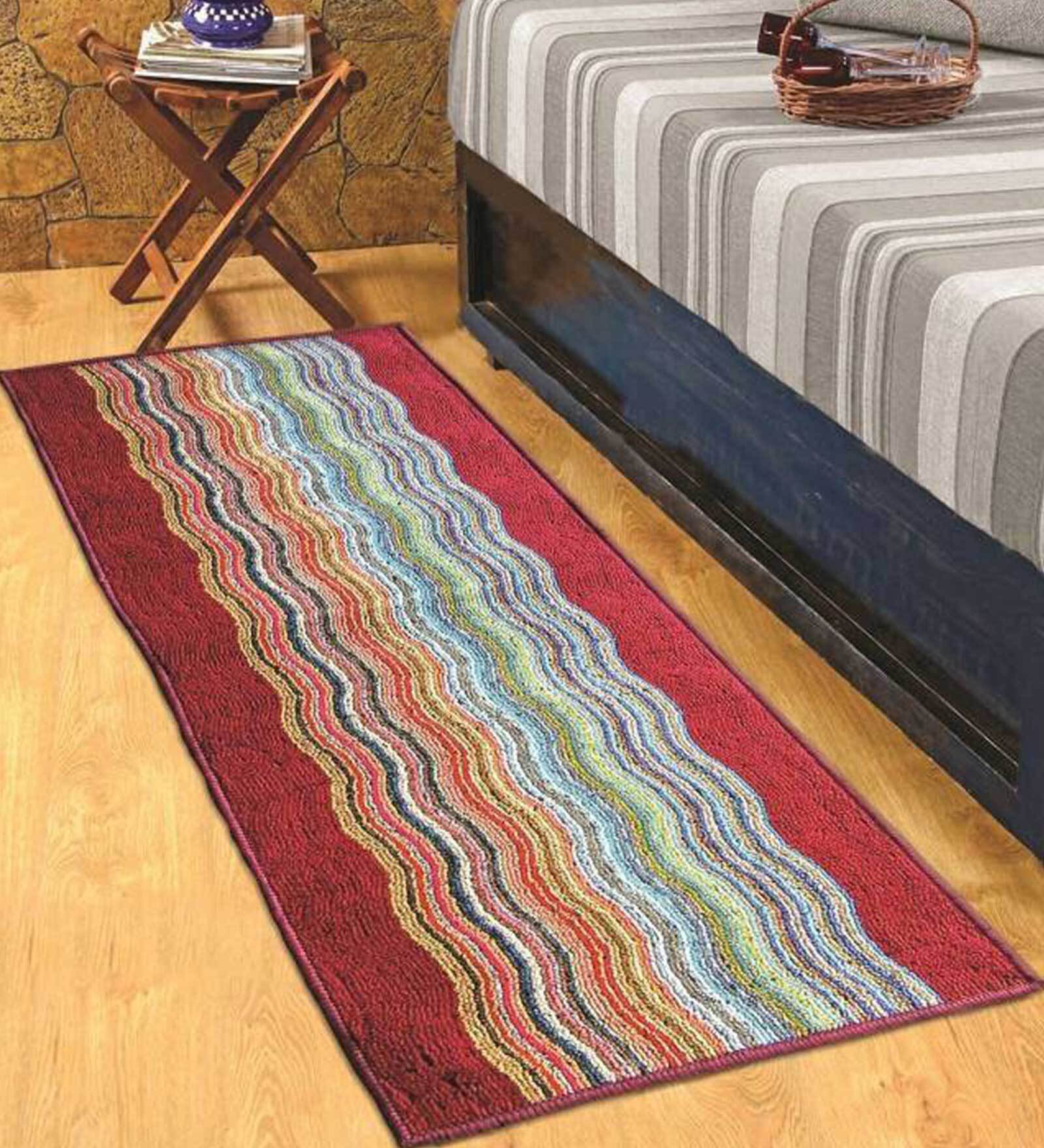 Buy Red Polypropylene 22 x 55 Inches Machine Made Floor Runner at 60% ...