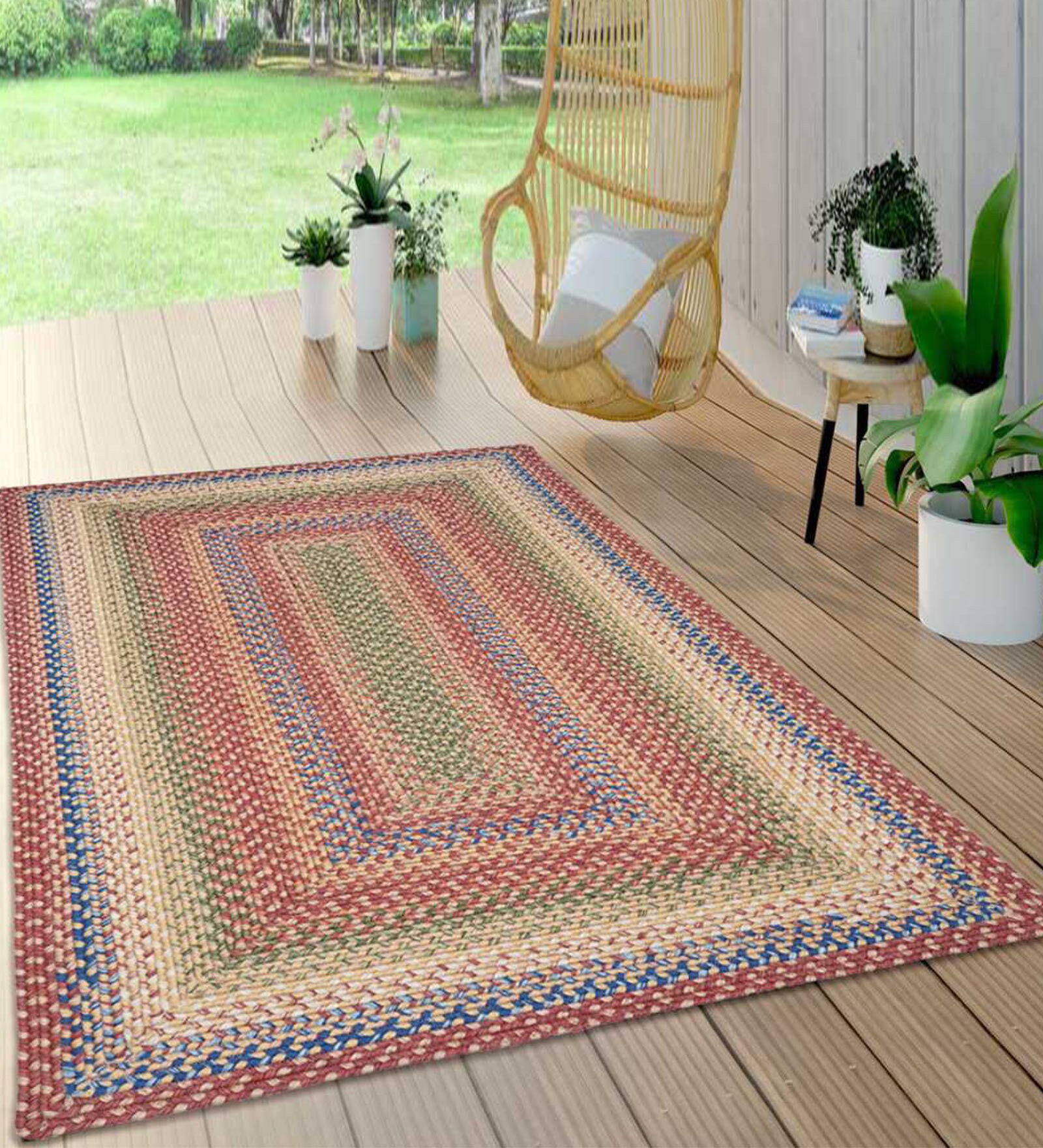 Buy Multicolor Polypropylene Geometrical 2 x 5 Feet Machine Made Carpet ...
