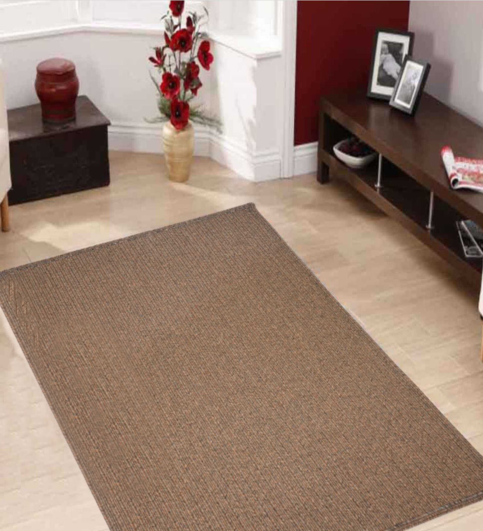 Buy Plain Solid Polypropylene Machine Made 5 X 5 Feet Carpet By Kazage ...